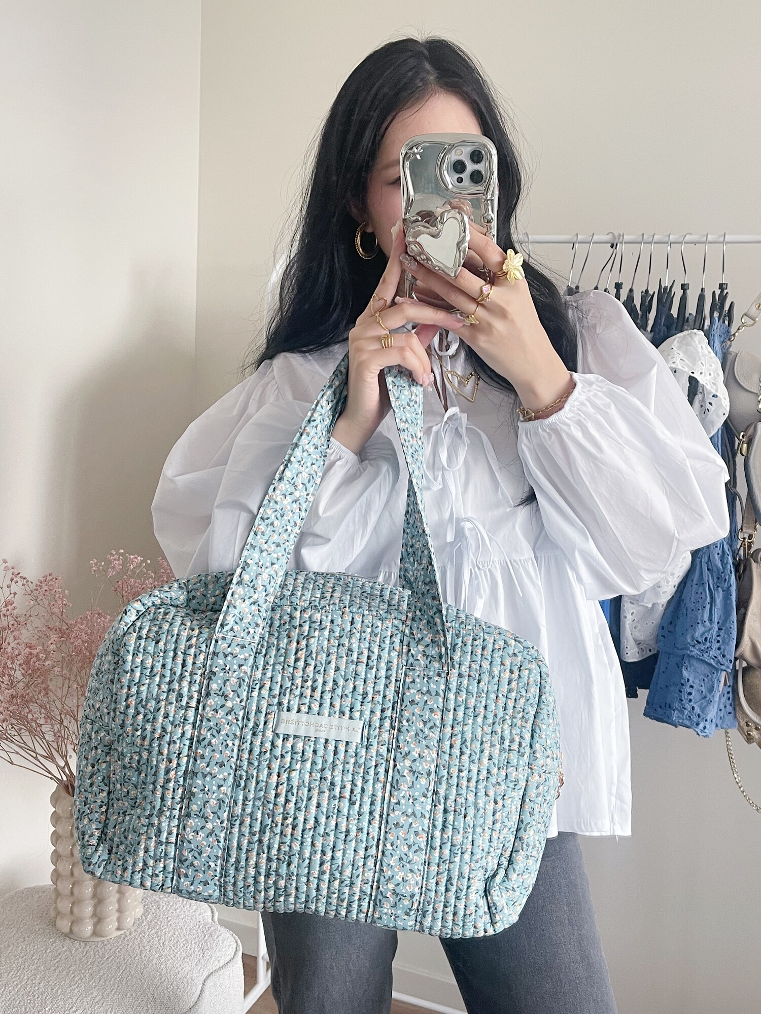 Acacia Flower Travel Bag / Sky Blue - Hello My Love