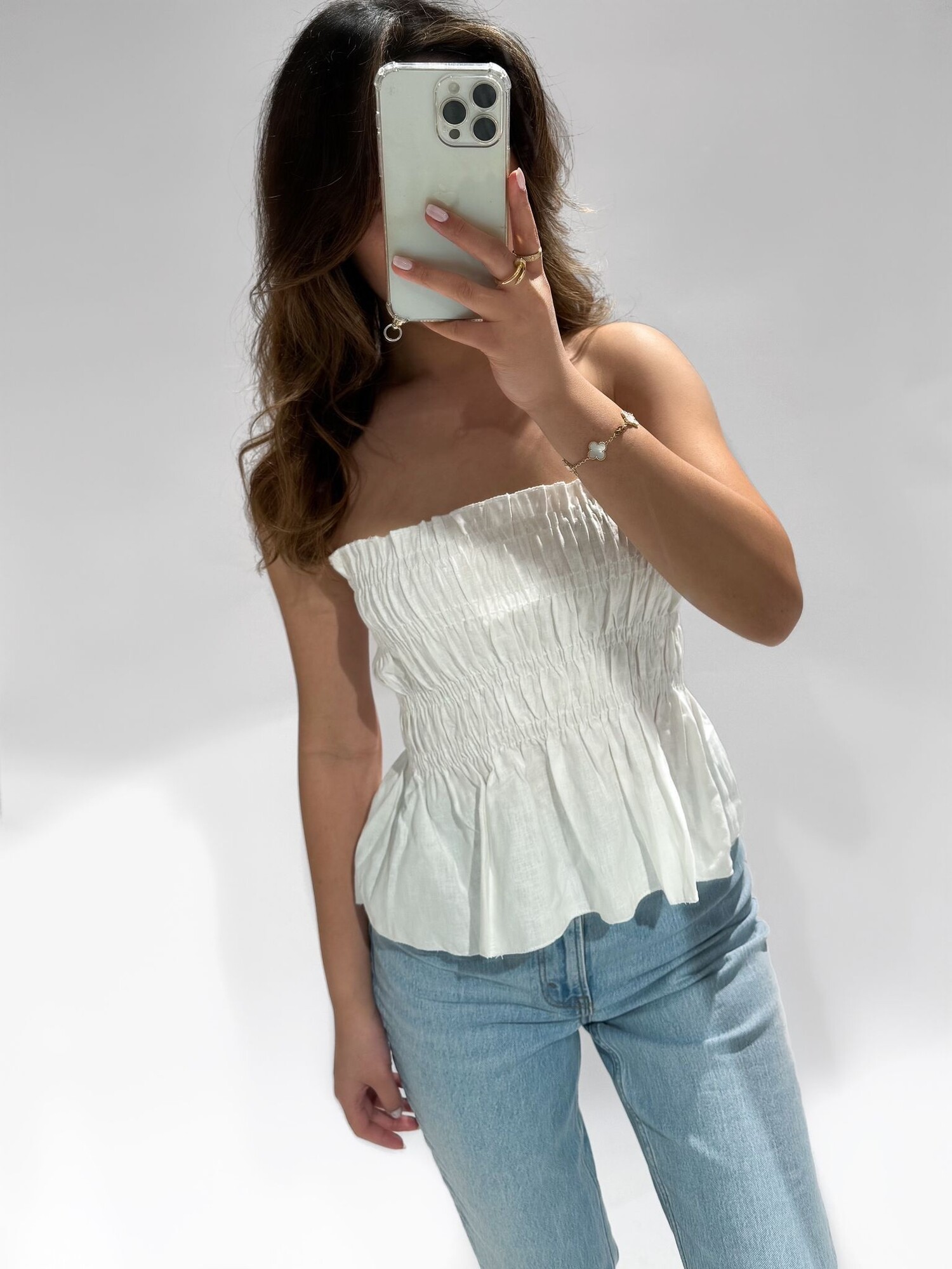 Mira Ruched Tube Top / White - Hello My Love