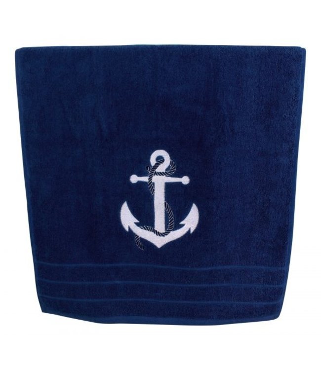 Handdoek blauw nautisch 50x100cm - Vreeken