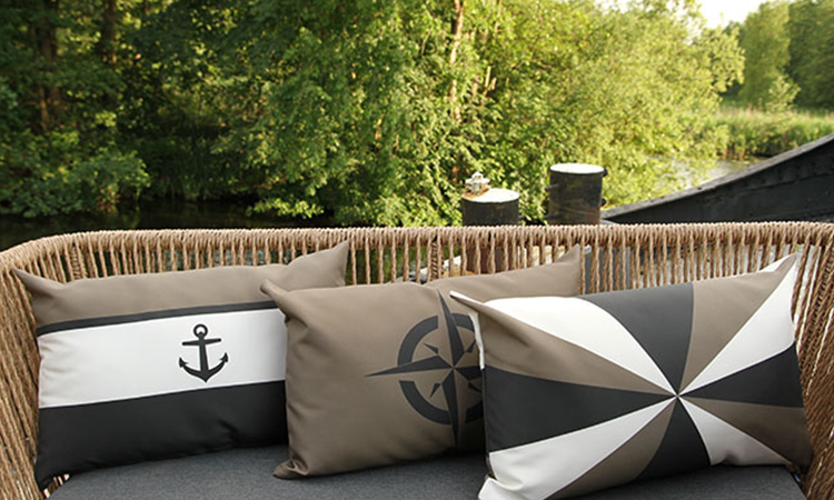 Bootkussen Mud Race gestreept anker beige bruin - Vreeken