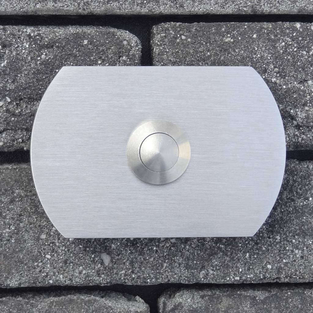 Deurbel op RVS plaat 6mm - rechthoek rond 78 x 53mm - Luxenaamplaat
