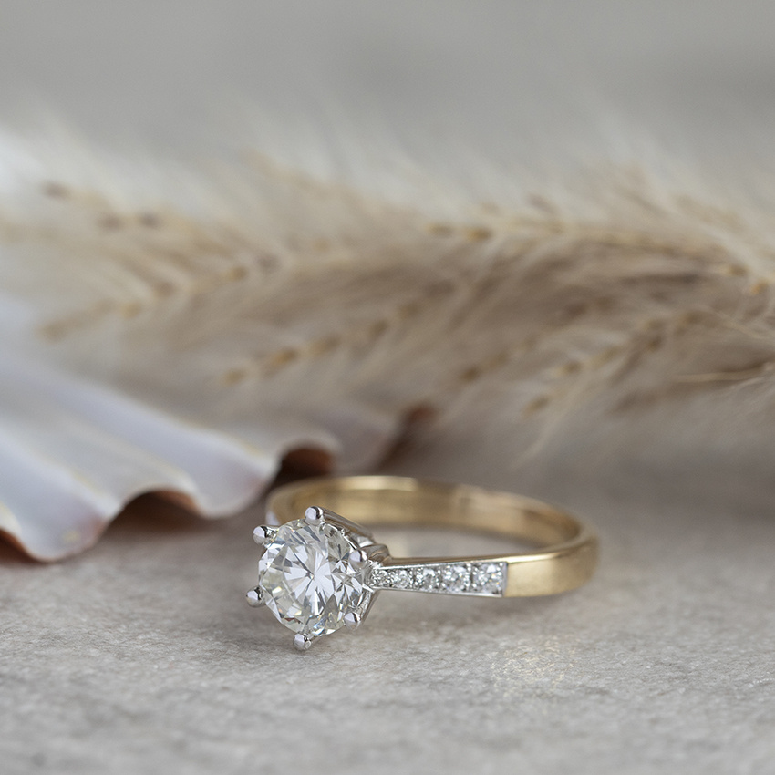 Gouden ring met diamant 1.20ct. 14 krt* nieuw - 2eHandsSieraden.nl