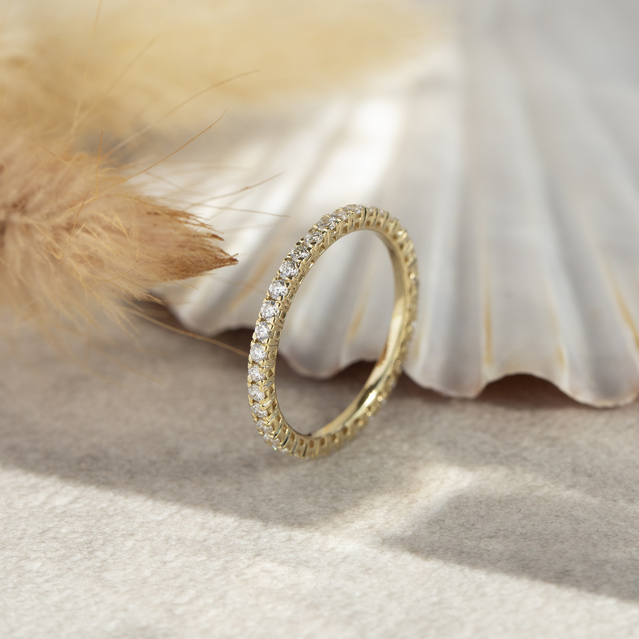 Gold alliance ring with diamond 18 kt - 2eHandsSieraden.nl