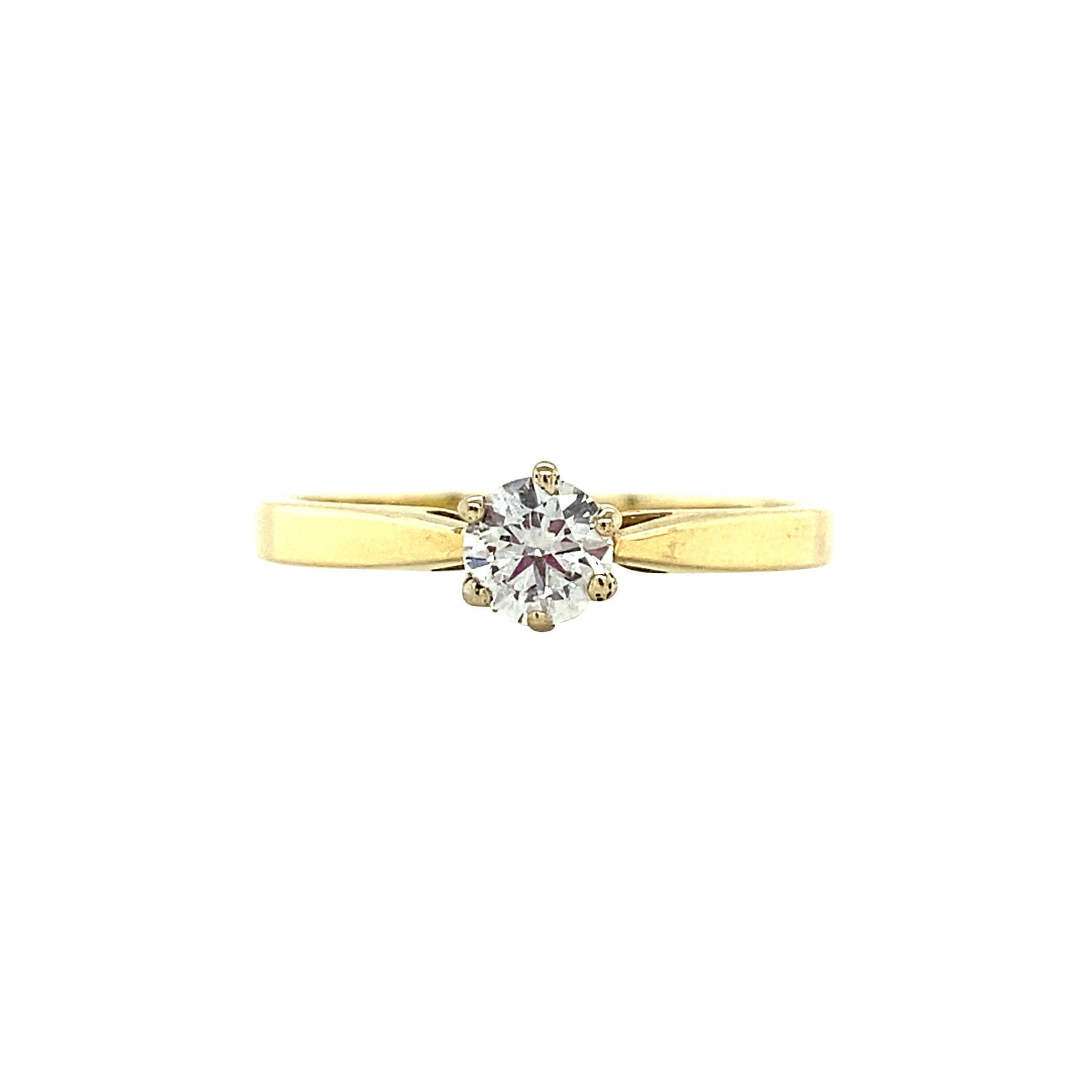 Gouden solitair ring met diamant 14 krt* nieuw - 2eHandsSieraden.nl