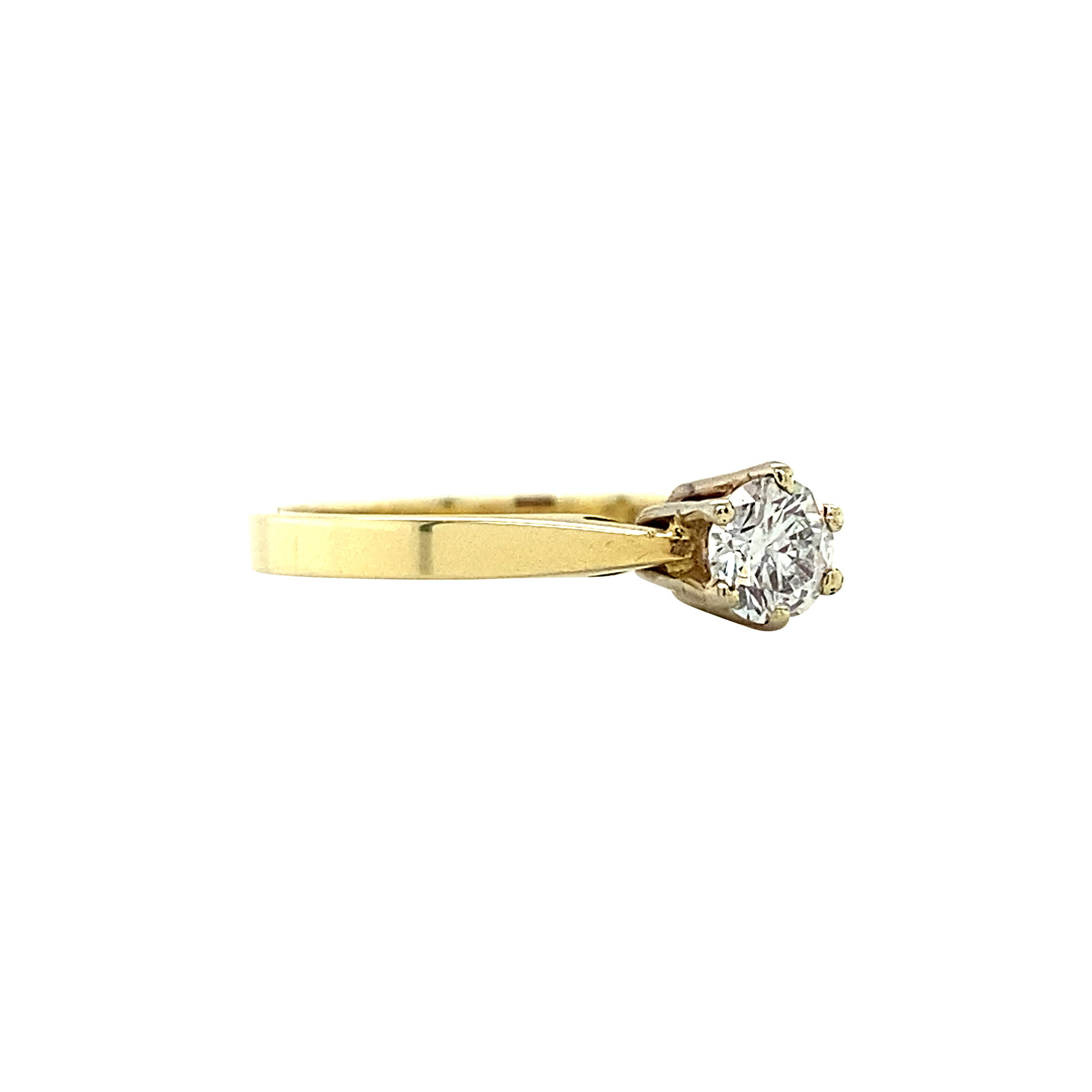 Gouden solitair ring met diamant 14 krt* nieuw - 2eHandsSieraden.nl