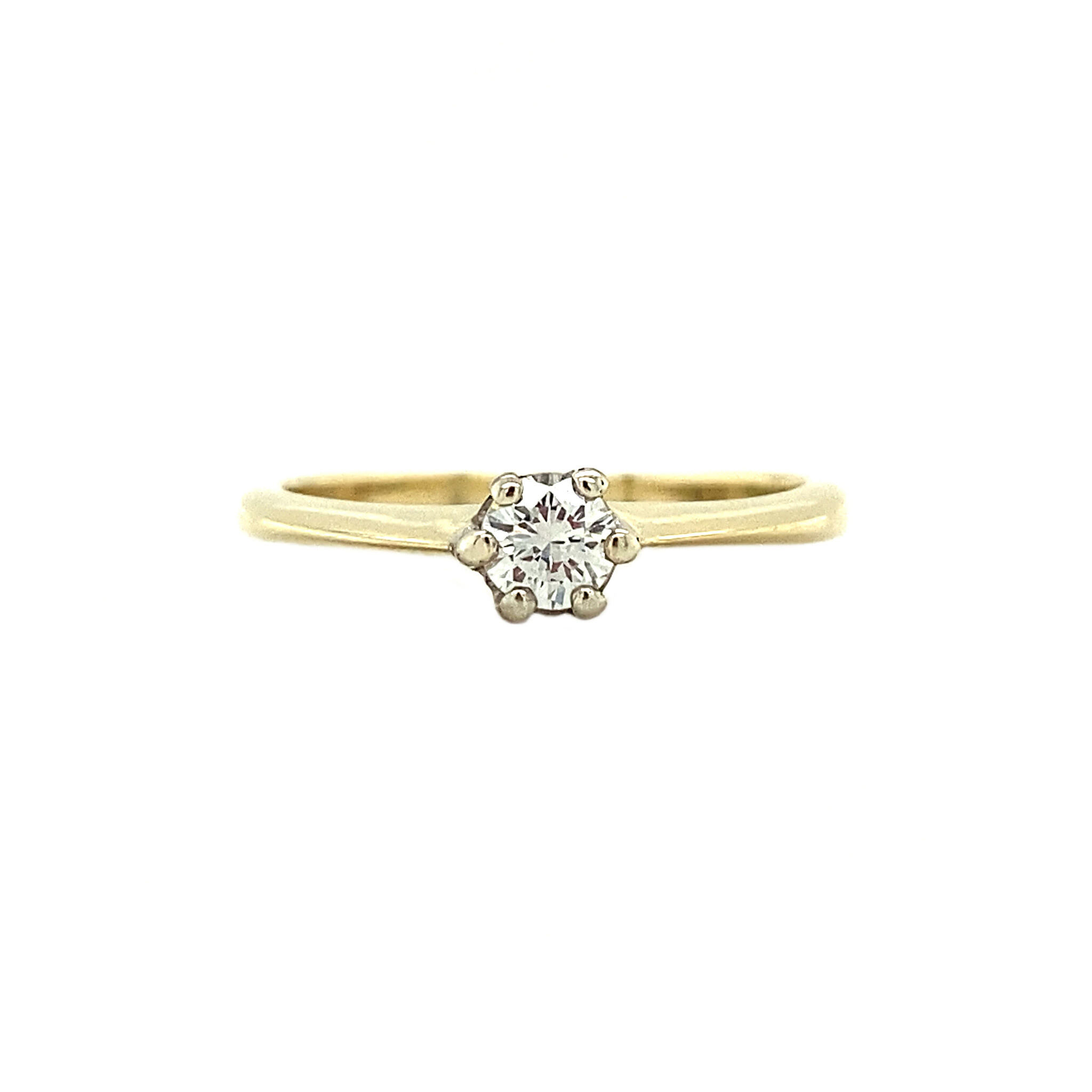 Gouden solitair ring met diamant 14 krt - 2eHandsSieraden.nl