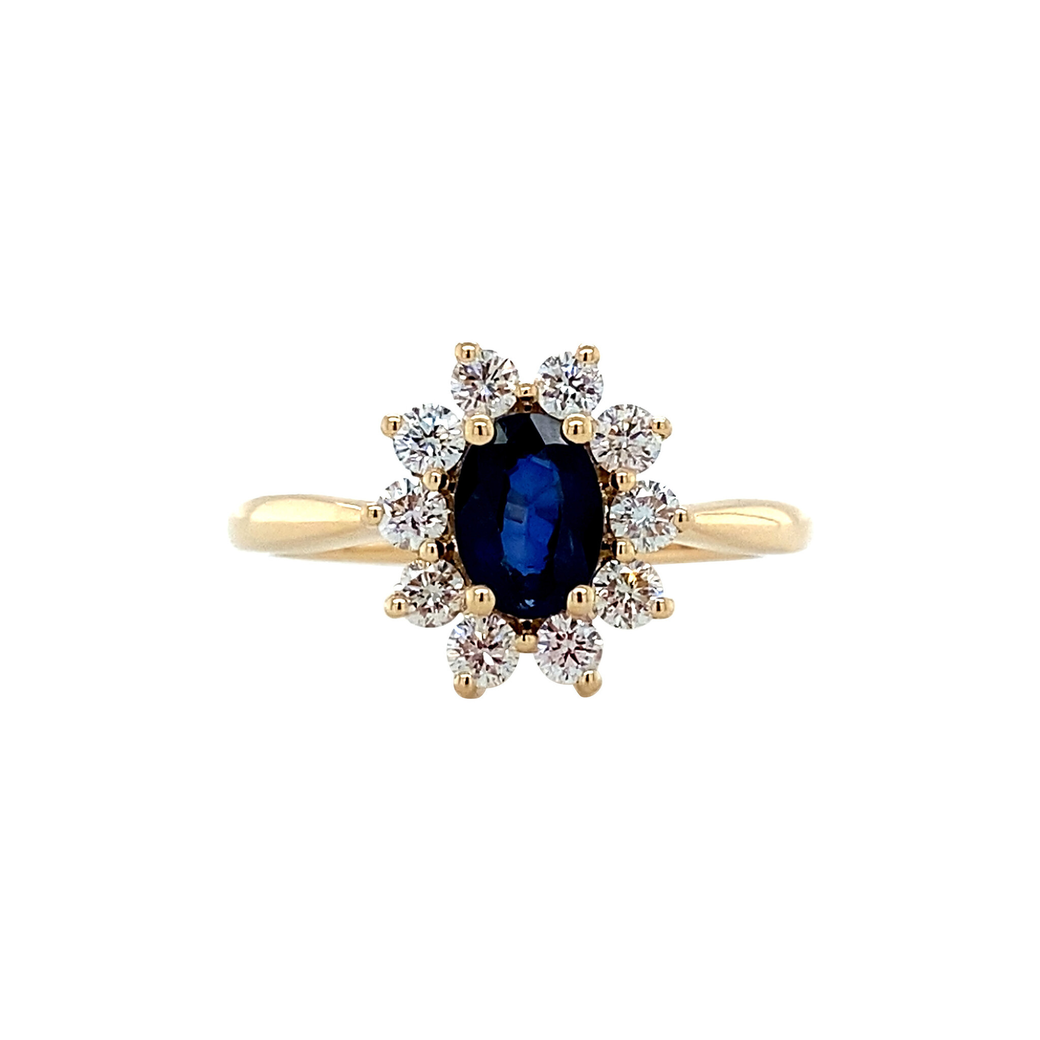 Gouden entourage ring met diamant en saffier 14 karaat* Nieuw ...