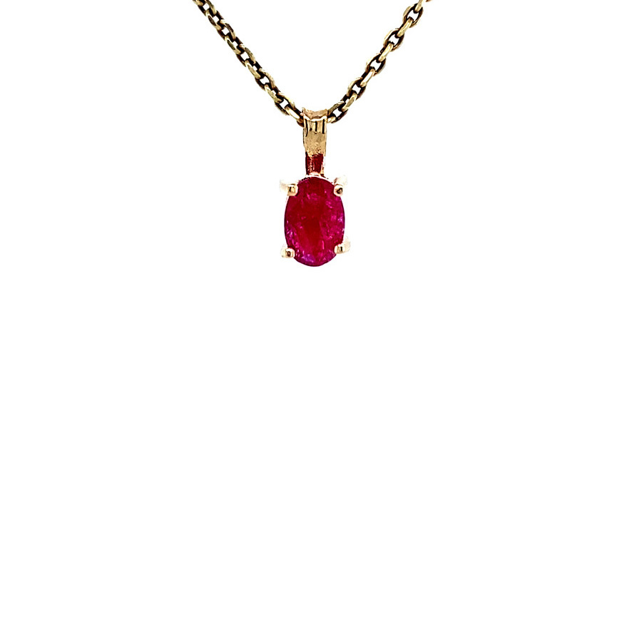 Gouden solitair hanger met robijn 14 karaat* Nieuw - 2eHandsSieraden.nl