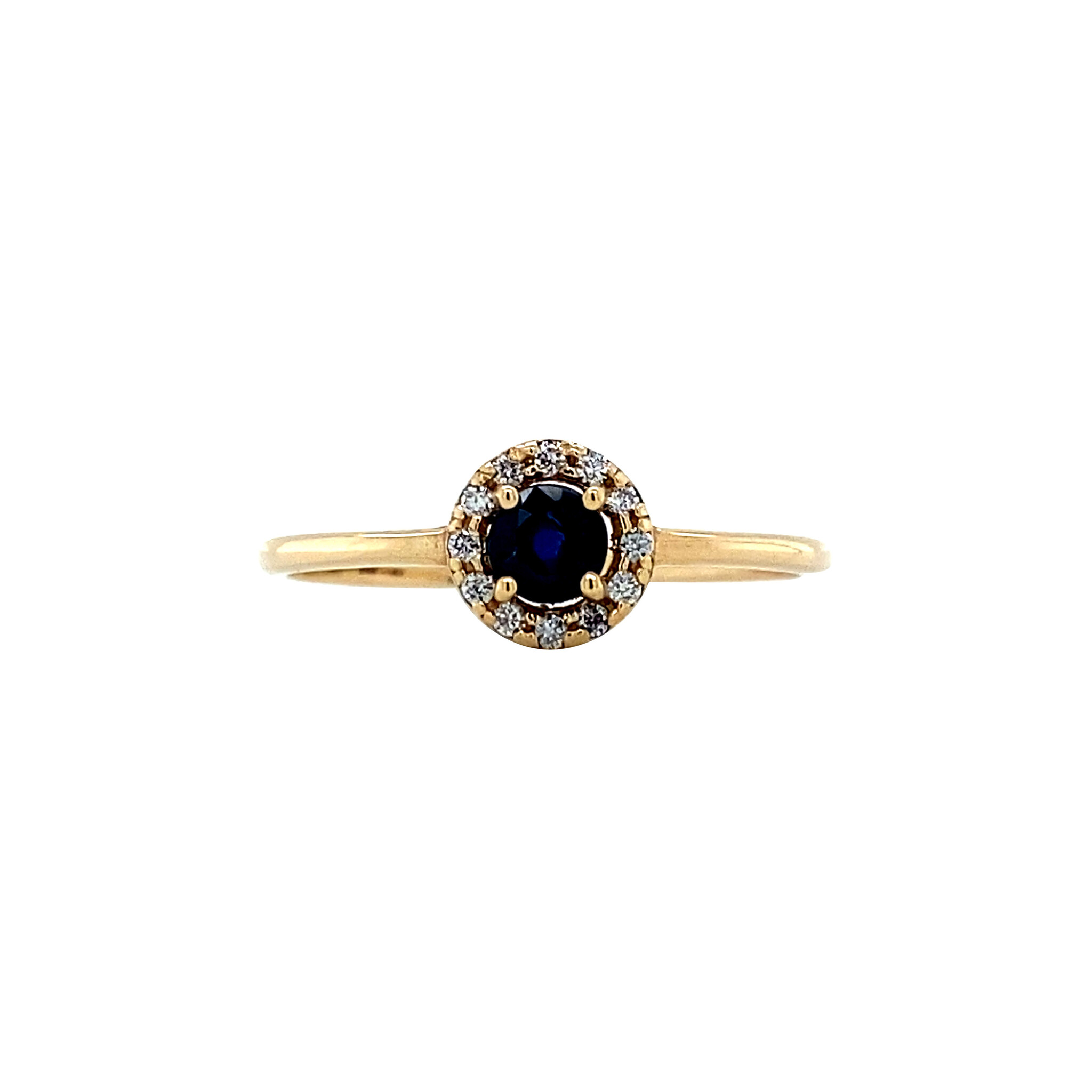 Gouden entourage ring met saffier en diamant 14 karaat* nieuw ...