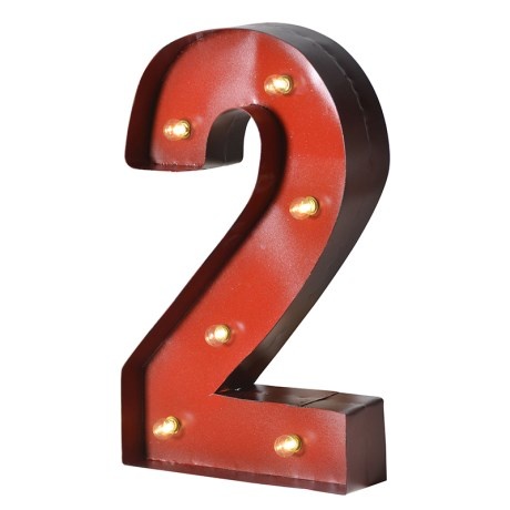 Metal Light Up Red Number 2 - Freitaslaf Net LTD - Freitaslaf Net LTD