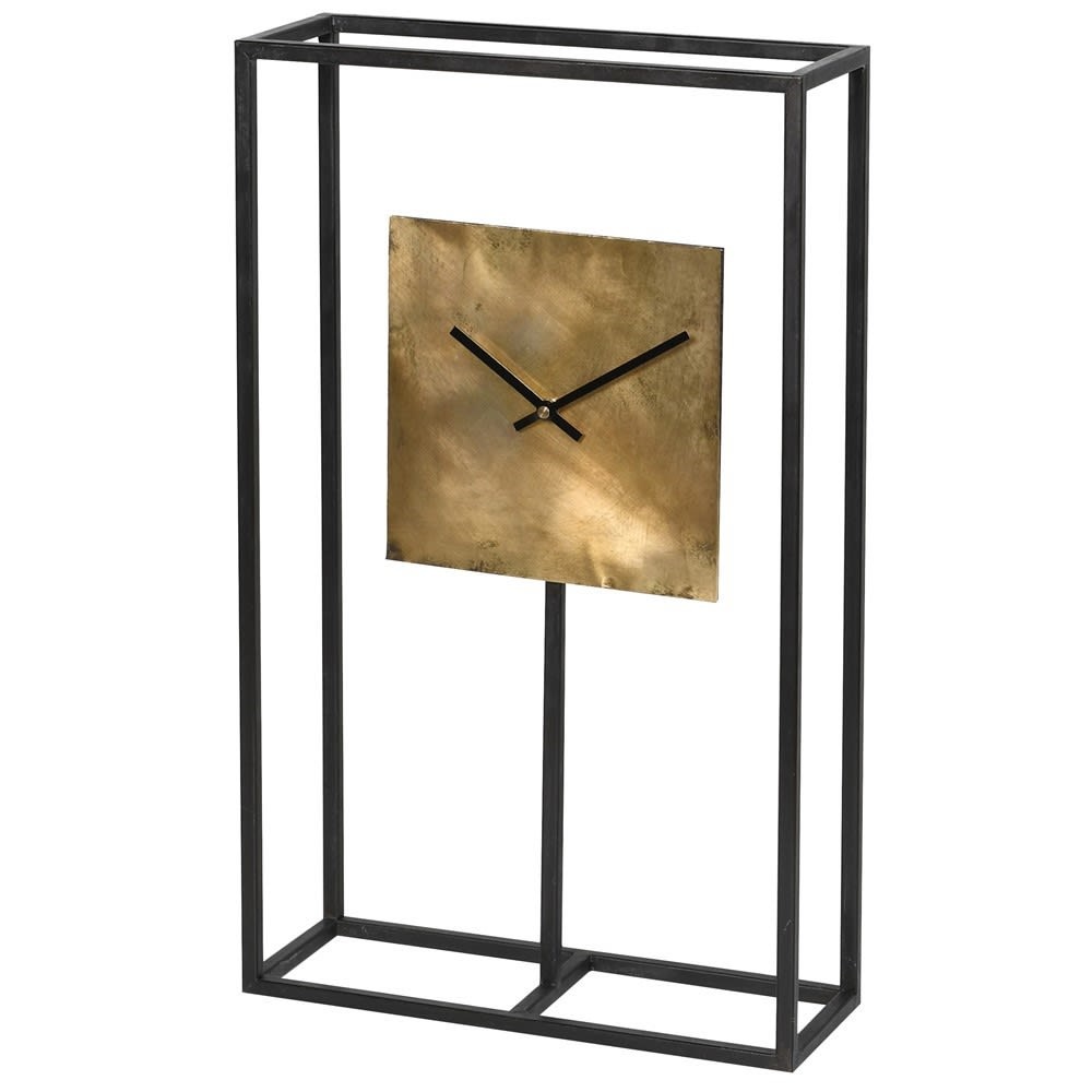 Black & Gold Square Frame Table Clock - Freitaslaf Net LTD