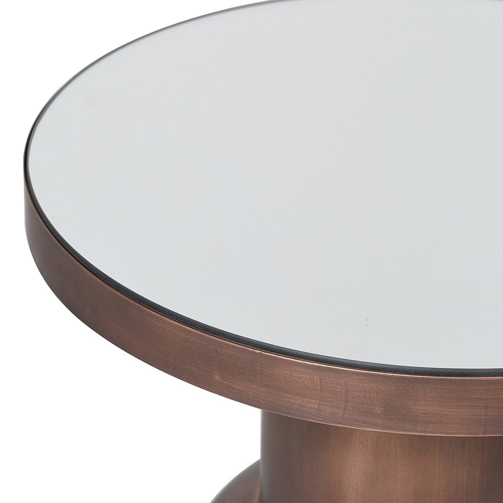 Metal Round Side Table with Mirrored Top - Freitaslaf Net LTD