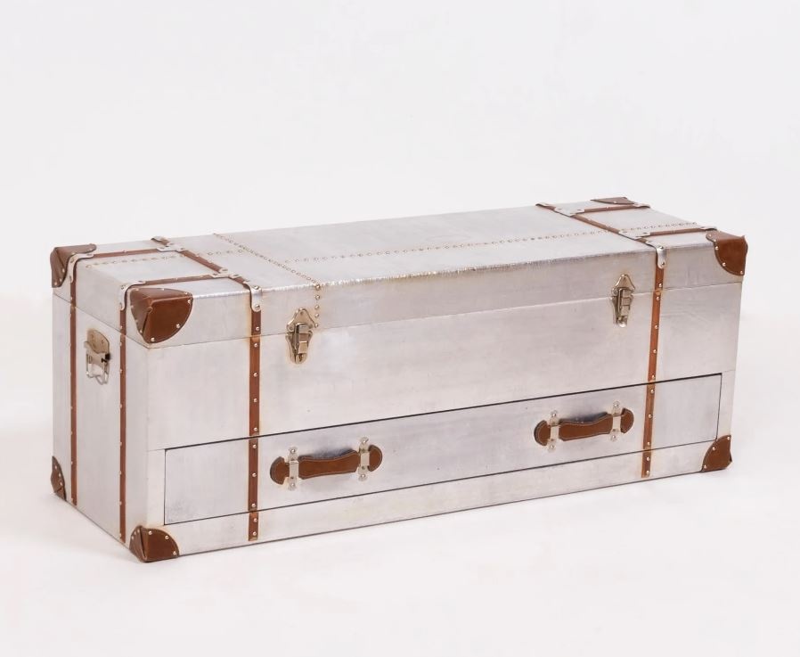 Silver Storage Trunk With Drawer - Freitaslaf Net LTD