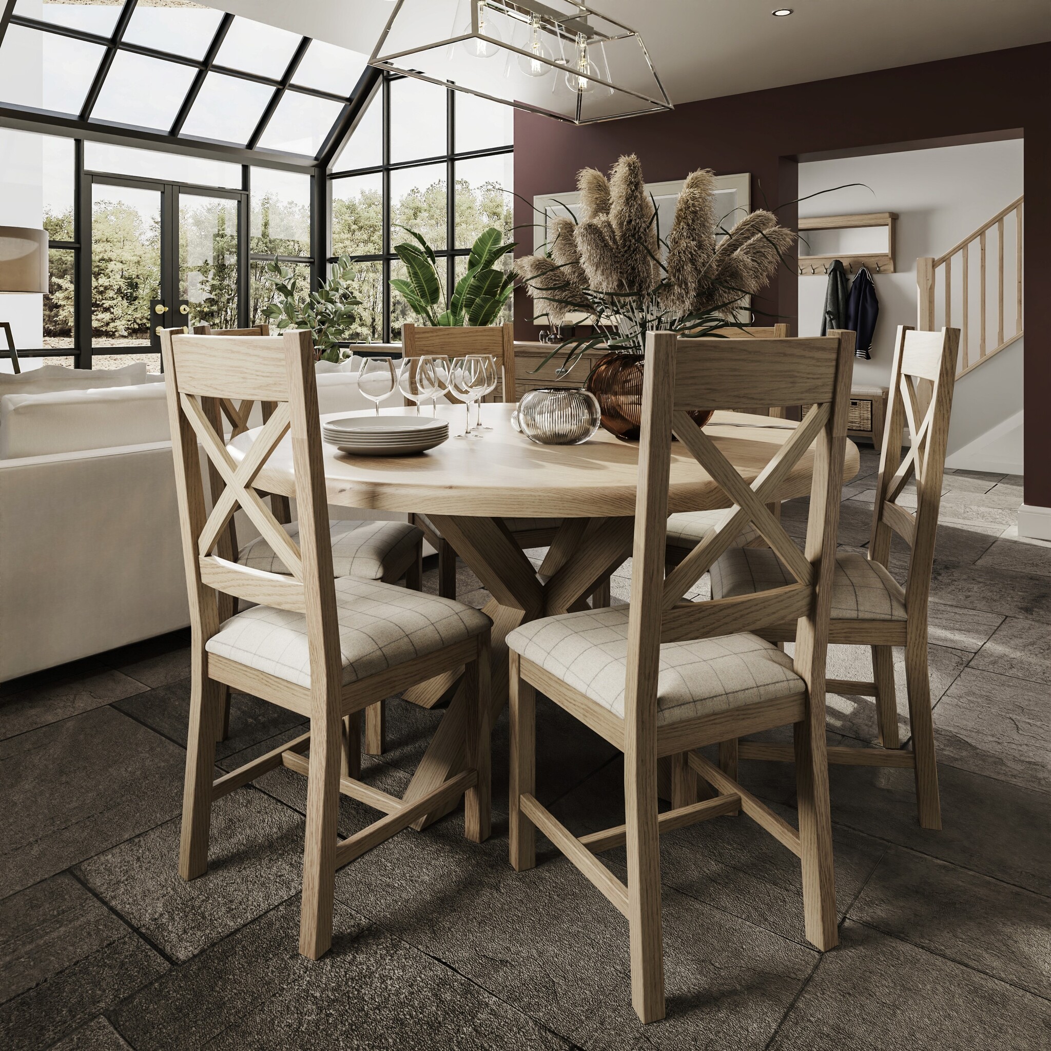 Smoked Oak Large Round Dining Table - Freitaslaf Net LTD