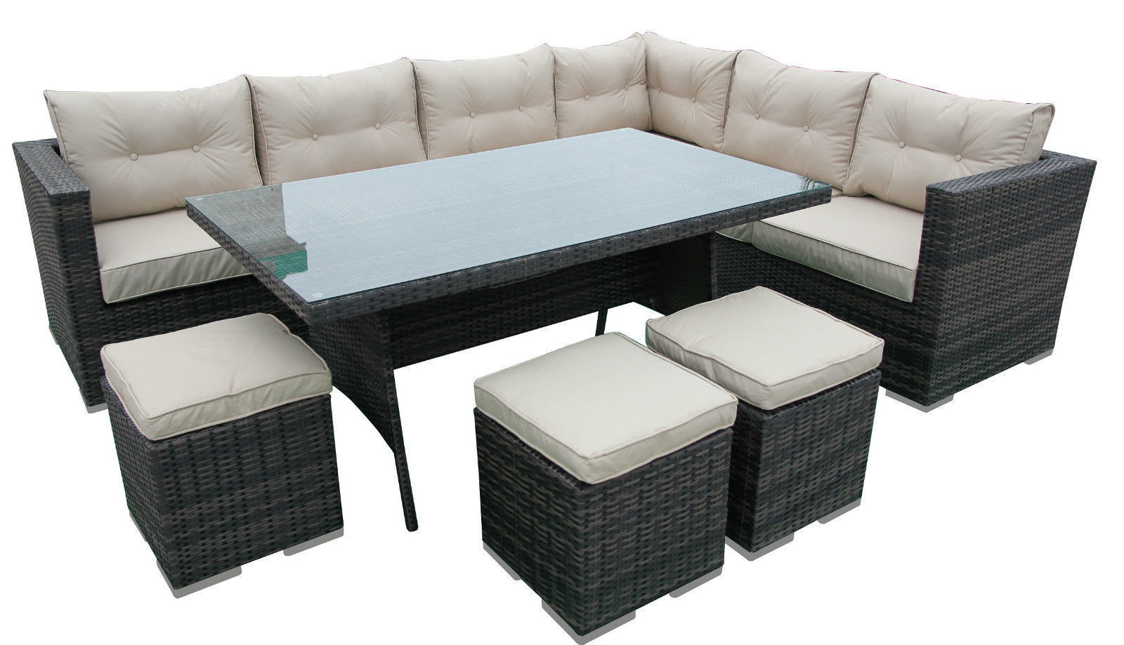 Brown Rattan Outdoor Large Corner Dining Set - Freitaslaf Net LTD