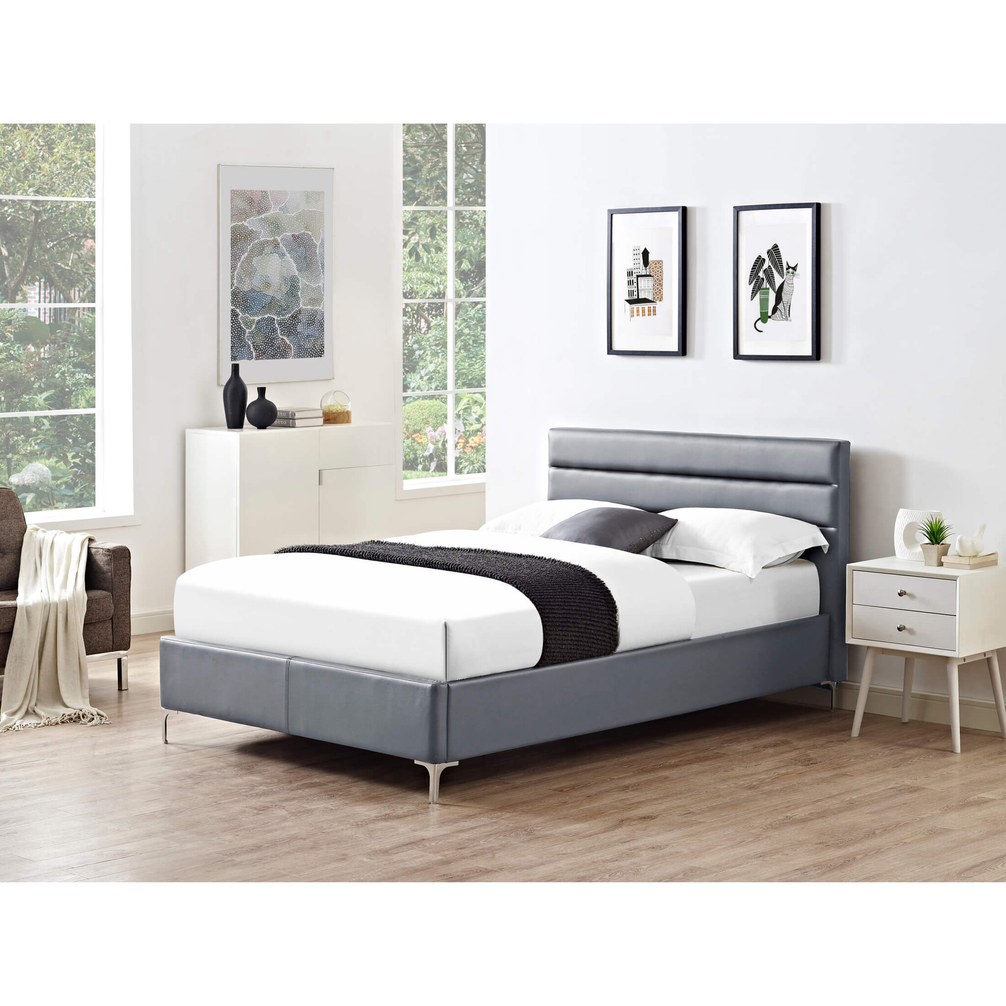 Arco Grey Leather Bed - Freitaslaf Net LTD