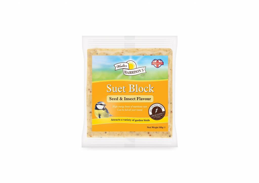 Suet Block With Seeds and Insects for Wild Birds, 300g - Pet Care By Post