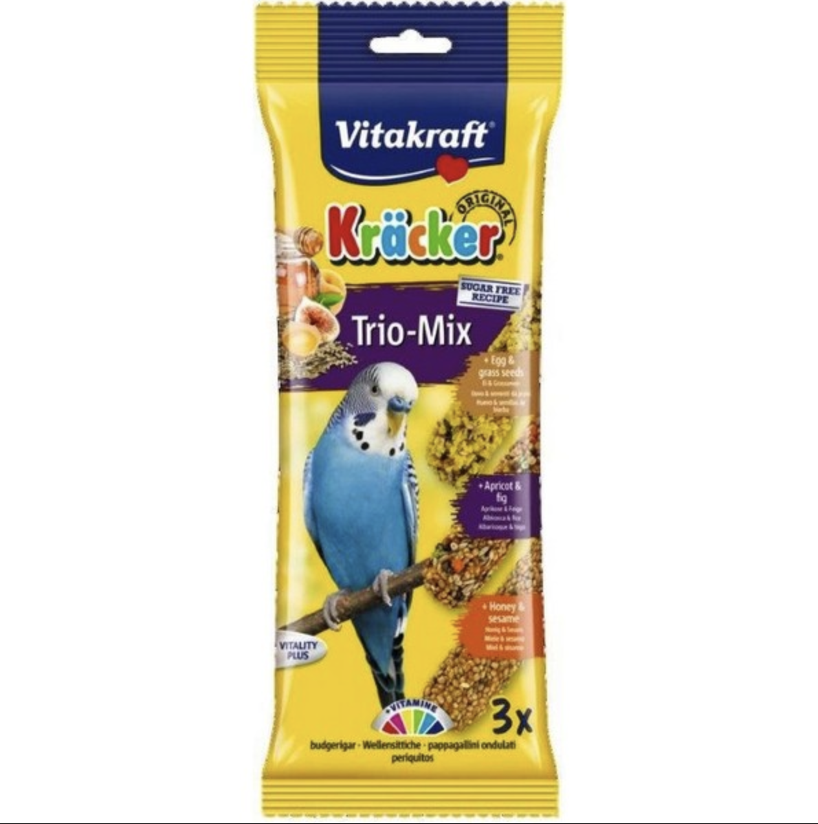 Budgie Kracker Trio-Mix Treat, Honey, Egg and Apricot and Fig - Pet ...