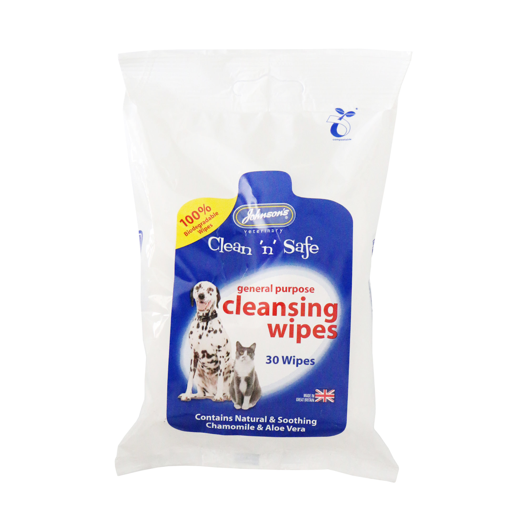 Clean n Safe Cleansing Wipes Sachet, 30 Wipes - Pet Care By Post