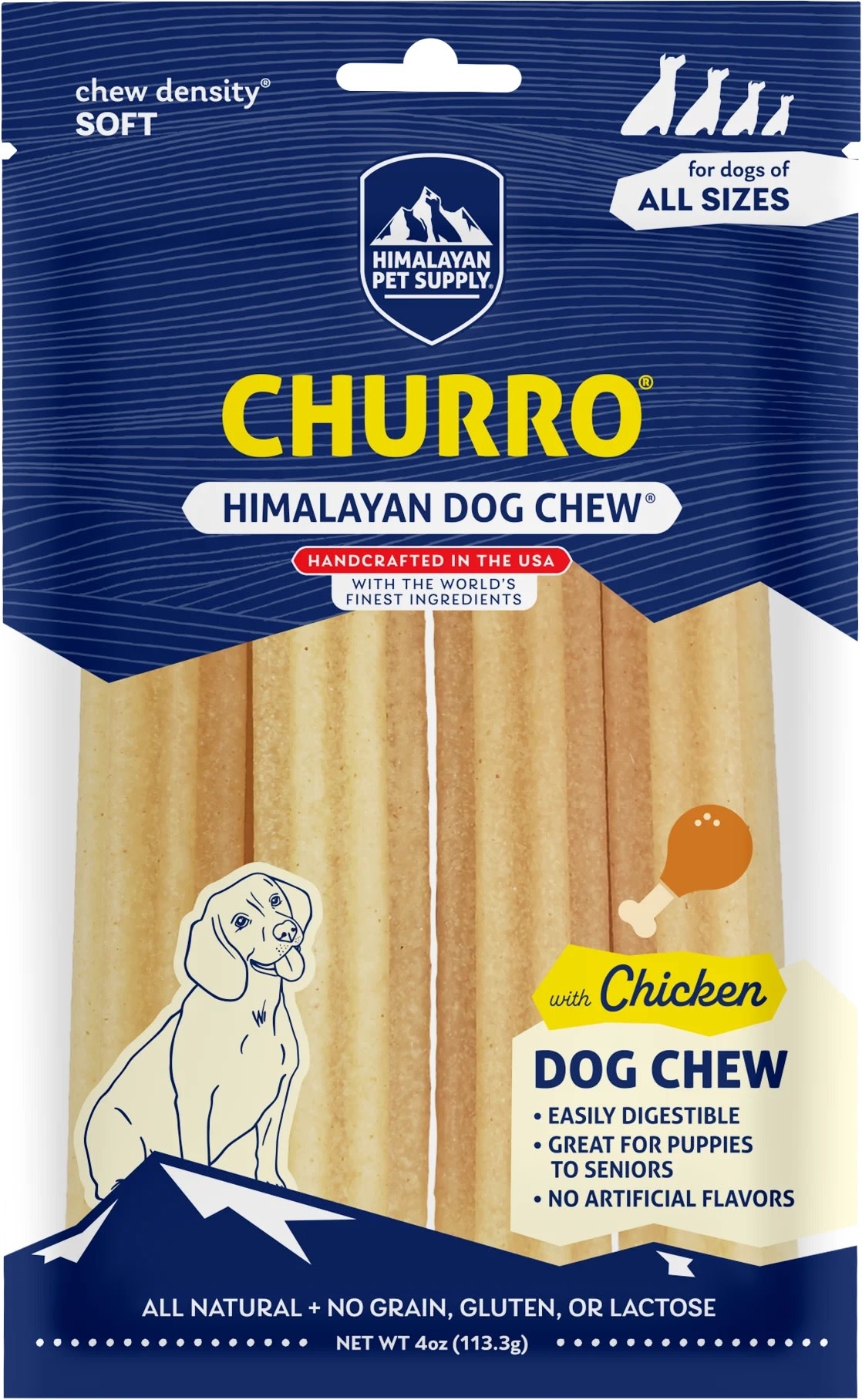 Himalayan Dog Chew Churro, Chicken 4 pack - Pet Care By Post