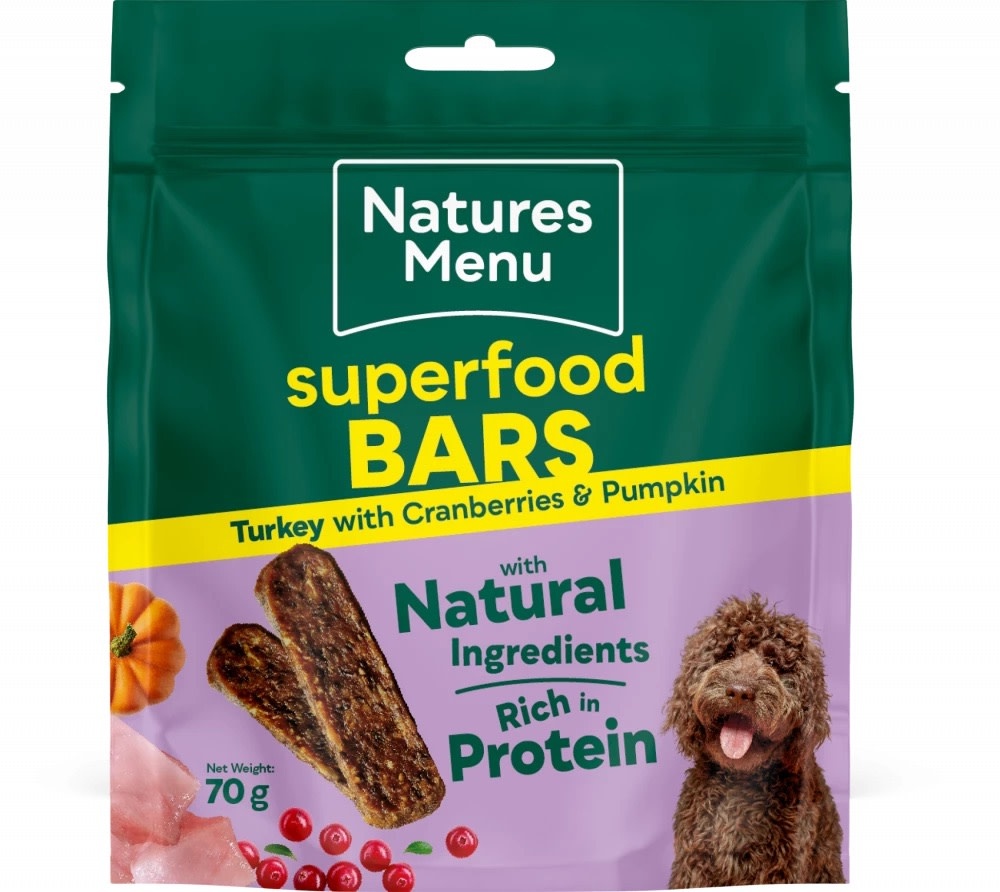 Superfood Bars Dog Treats Turkey with Cranberries & Pumpkin, 70g - Pet ...