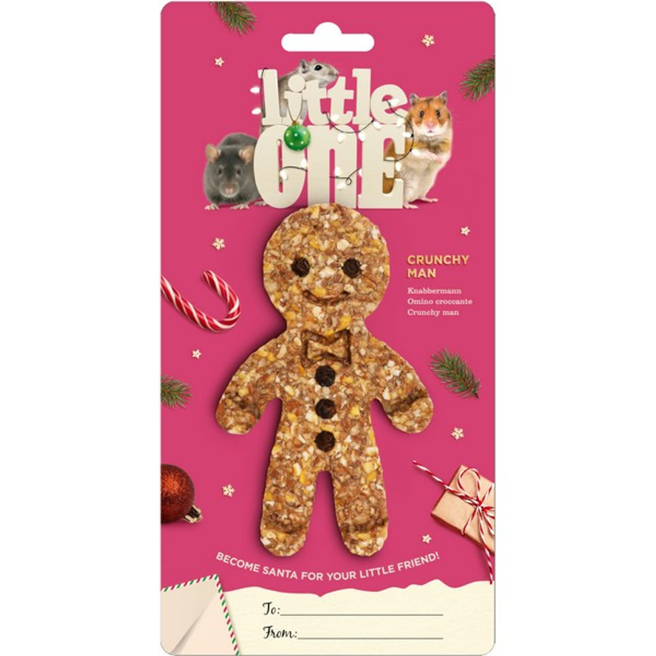 Crunchy Man Christmas Small Animal Treat Toy, 45g - Pet Care By Post
