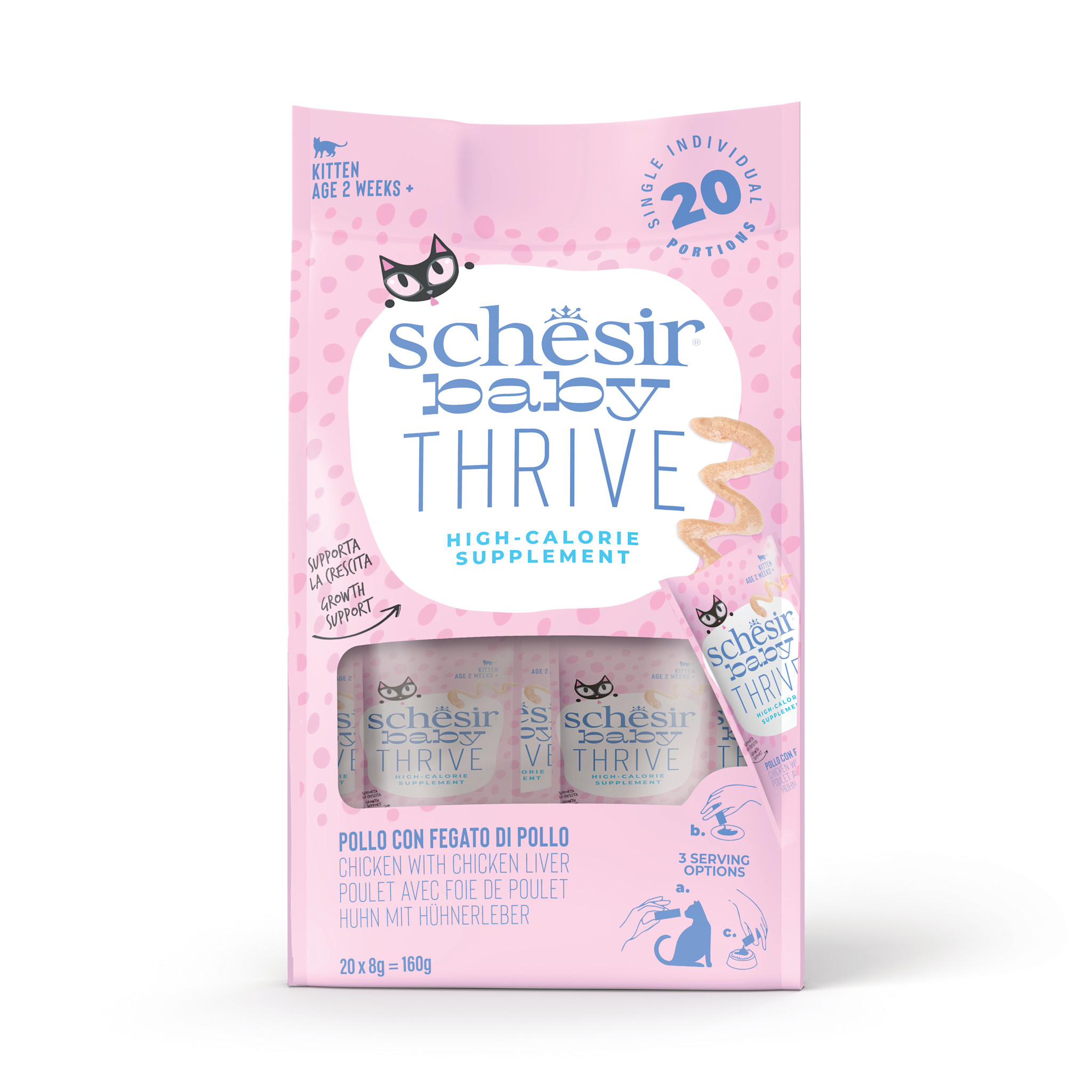 Baby Thrive High-Calorie Grain Free Kitten Cream Pouch, Chicken 20 x 8g ...