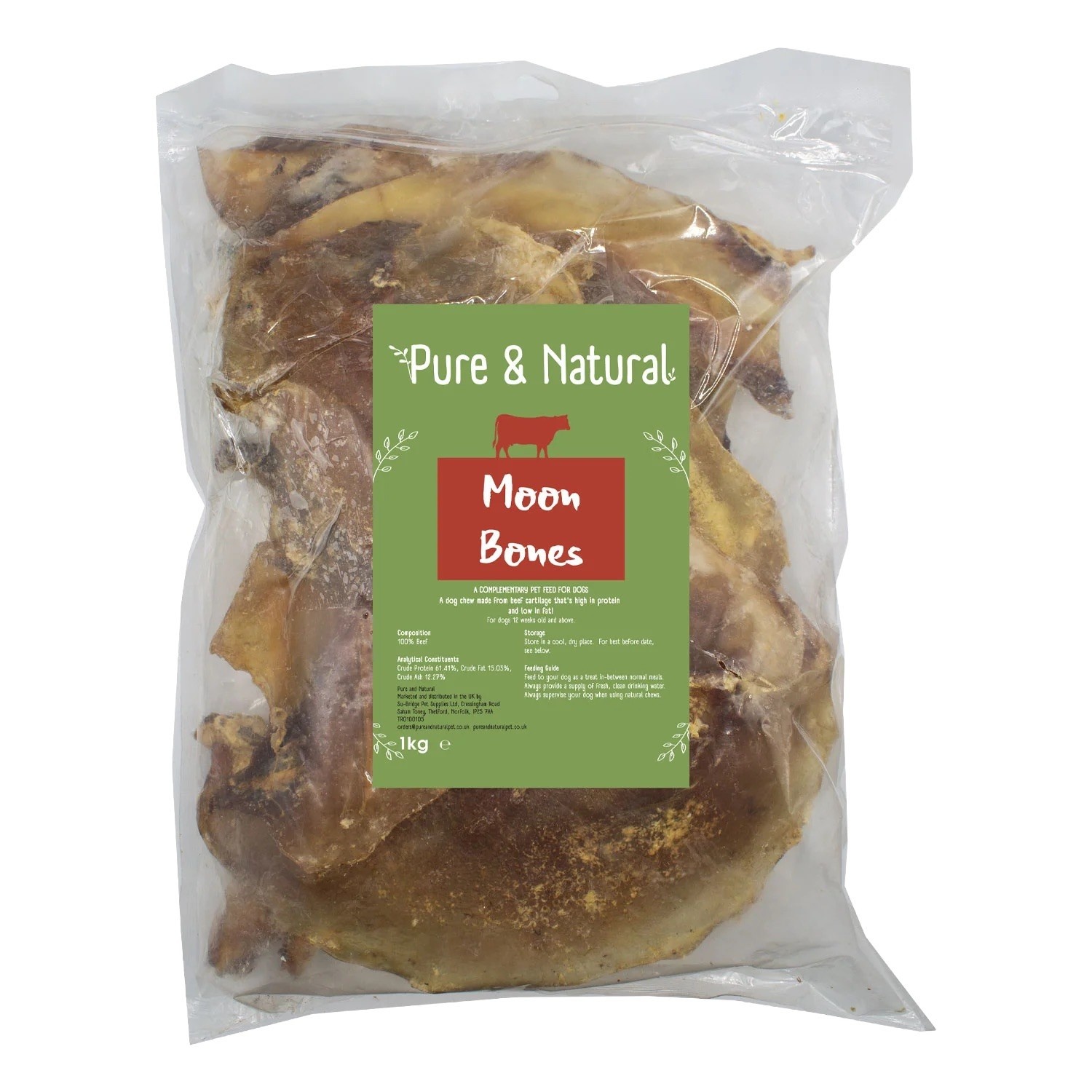 Natural Beef Cartilage Moon Bone Dog Treat Chews, 1kg - Pet Care By Post