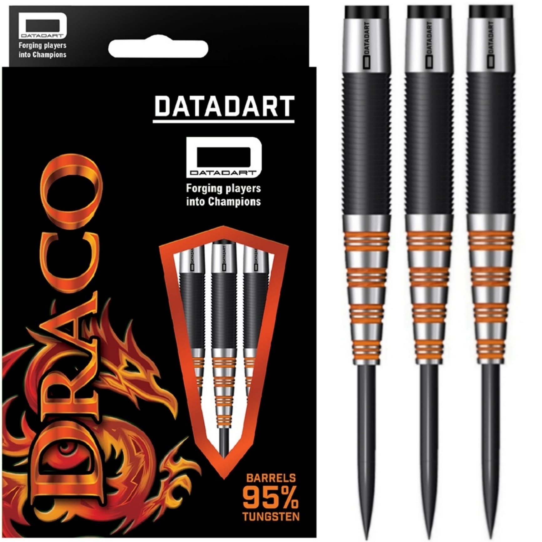 DATADART Draco 95% Black PVD Orange - Steeldarts - Dartshopper.de