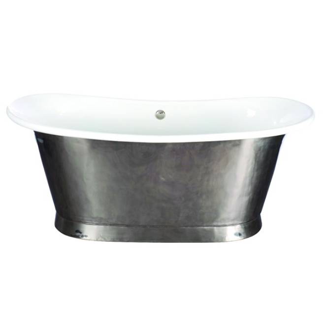 Brass bathtub with a nickel and enamel finish - Affaire d'Eau