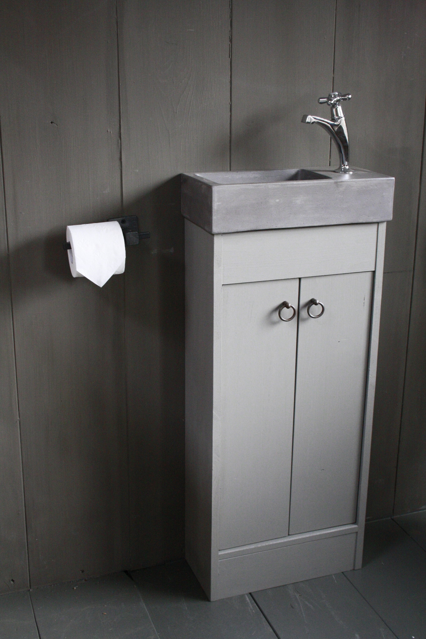 Landelijk toiletmeubel + fontein dark grey 90 x 38 cm - Rene Houtman ...