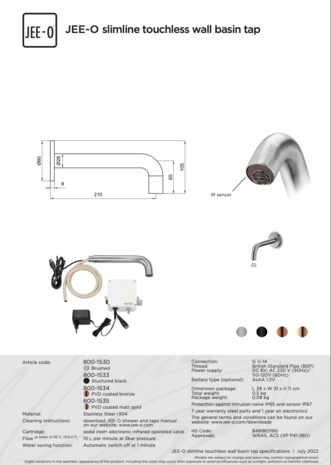 Kraan Met Sensor Kopen? Slimline Wand Sensor Kraan | Meerdere kleuren ...