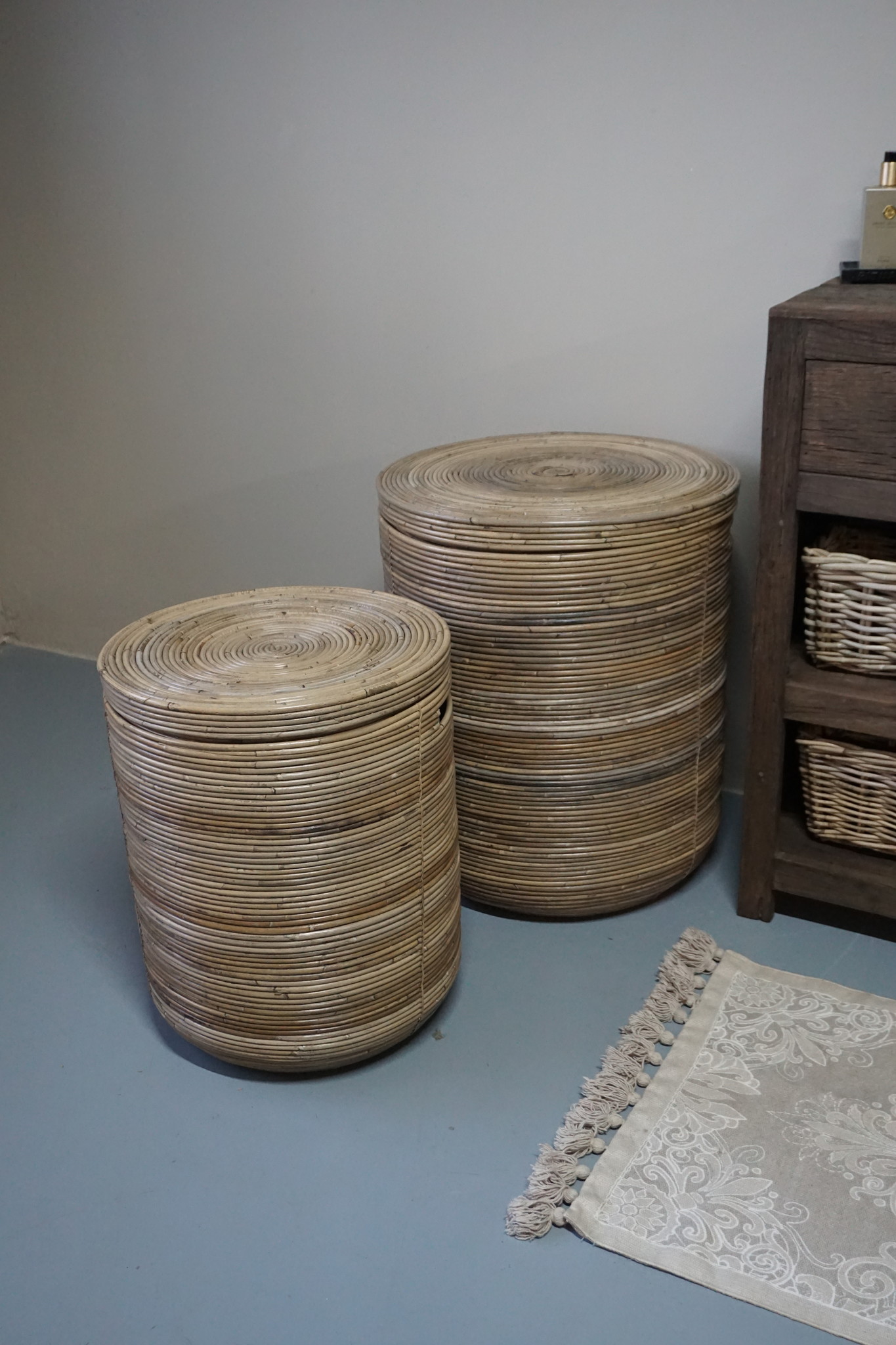 Wasmand Rond Naturel Rotan H66 x D55 cm | Stijlvolle Wasmanden | - Rene ...