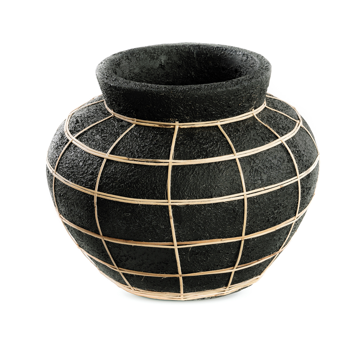 Belly Vaas - Beton Zwart Naturel - M | H23 x B29 cm - Rene Houtman