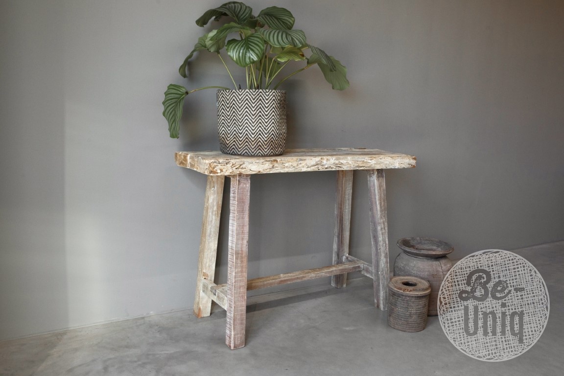 Oud Houten Sidetable | Grey/Naturel | B135 cm - Rene Houtman