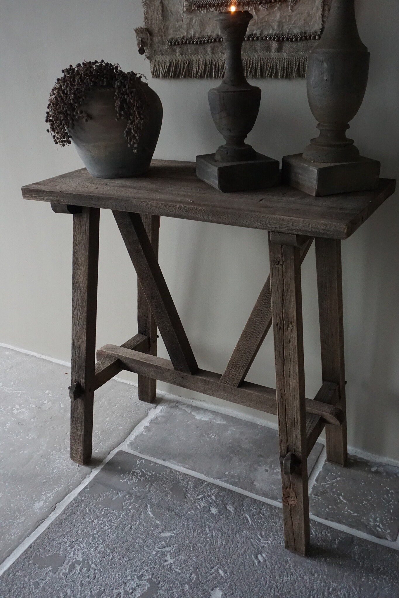 Willem Wandtafel Hout Vergrijsd 80 cm | Landelijk & Schuine Poten ...