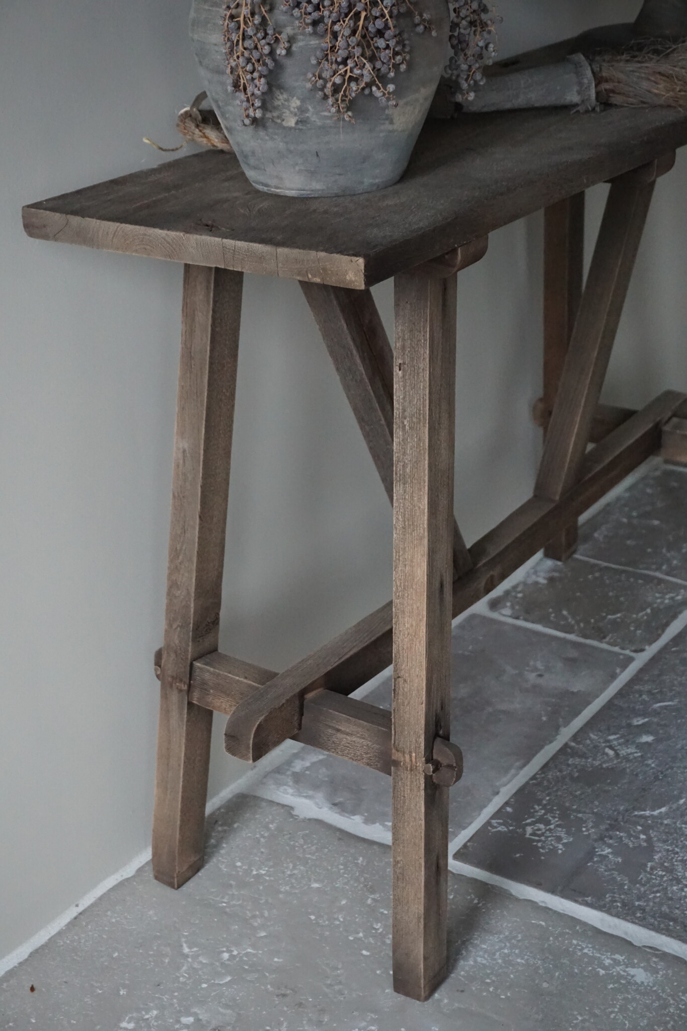 Willem Wandtafel Hout Vergrijsd 120 cm | Landelijk & Schuine Poten ...