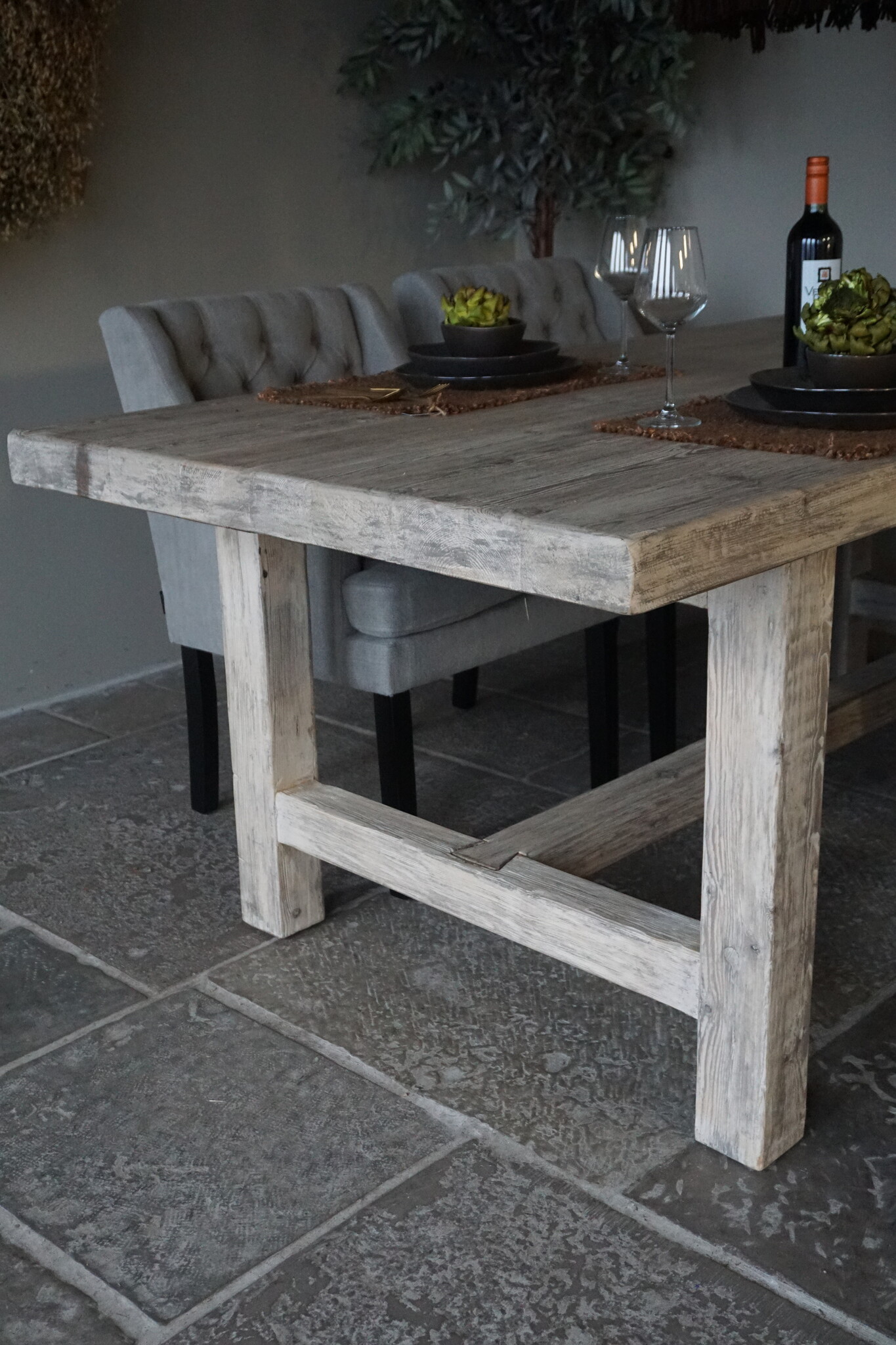 Eetkamertafel Oud Hout L220xB100xH78 Cm - Rene Houtman