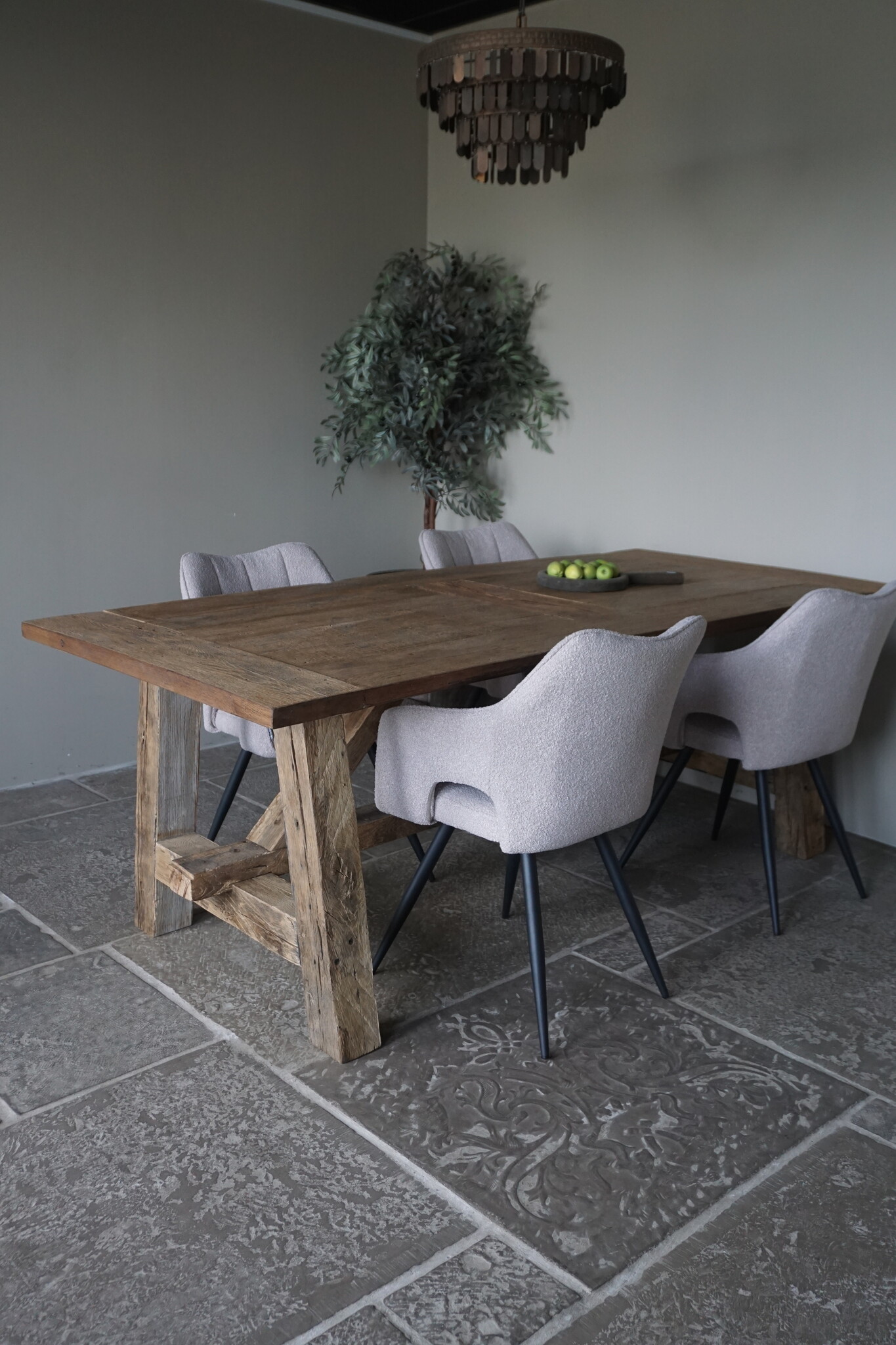 Oud Eikenhouten Tafel | L220 x B100 x H78.5 cm | Massief Wagonhout ...