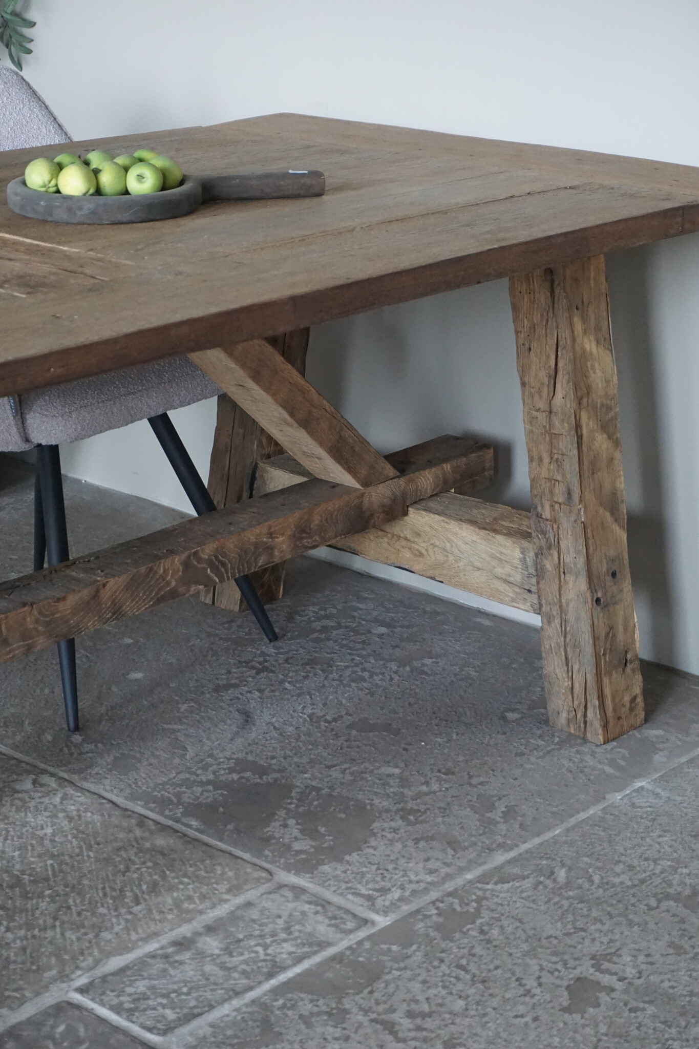 Oud Eikenhouten Tafel | L220 x B100 x H78.5 cm | Massief Wagonhout ...