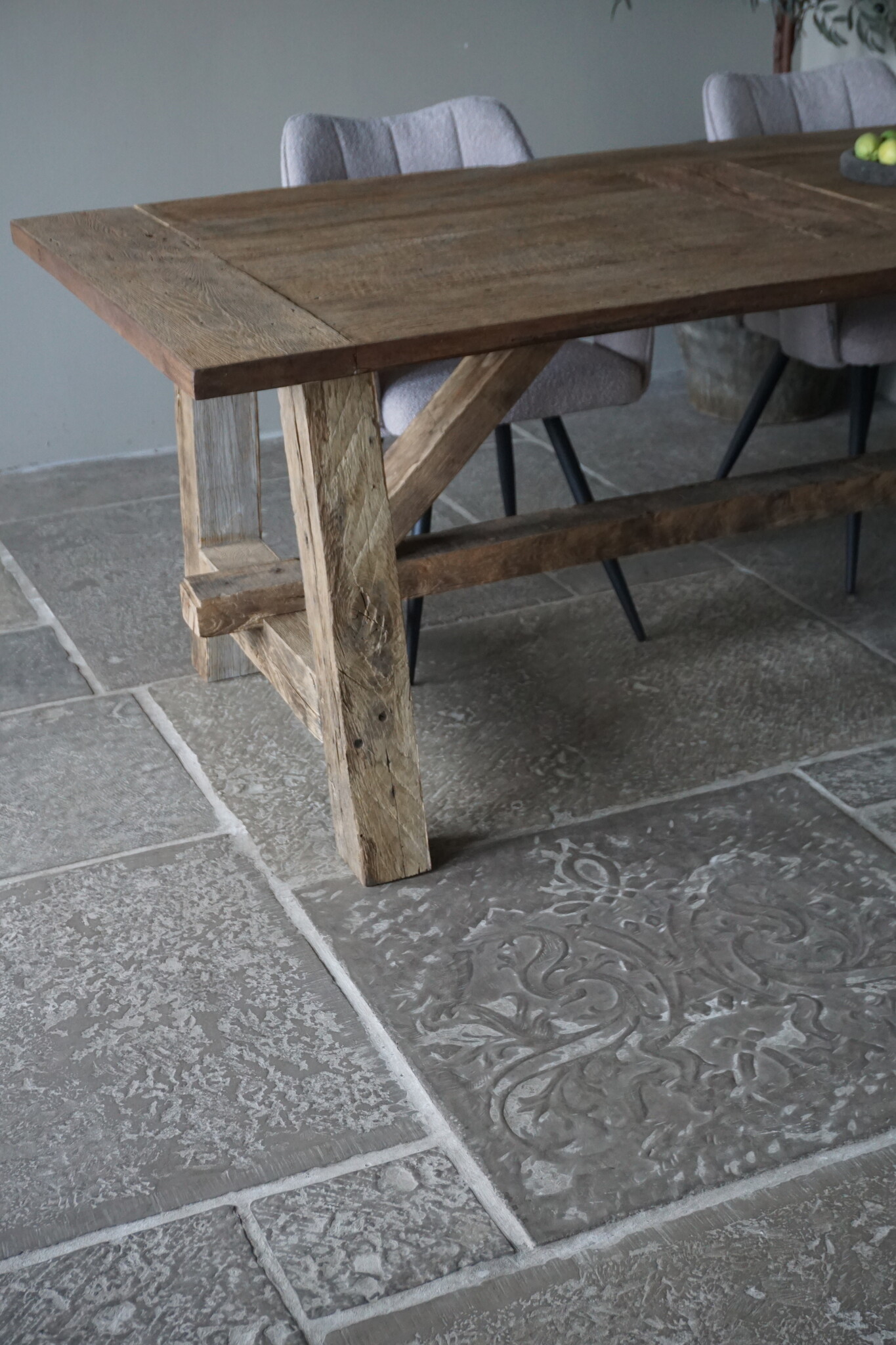 Oud Eikenhouten Tafel | L220 x B100 x H78.5 cm | Massief Wagonhout ...
