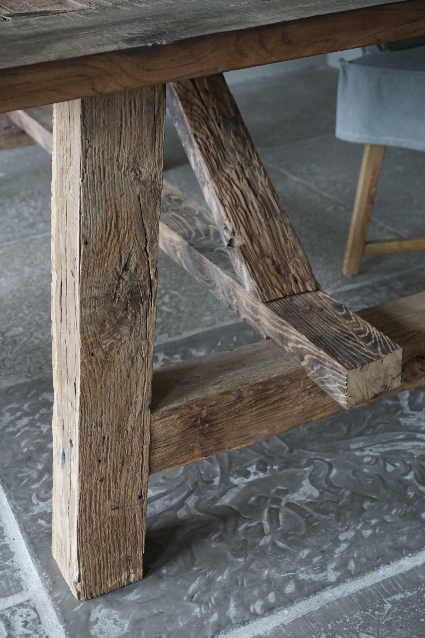 Oud Eikenhouten Tafel | L220 x B100 x H79 cm | Massief Wagonhout ...