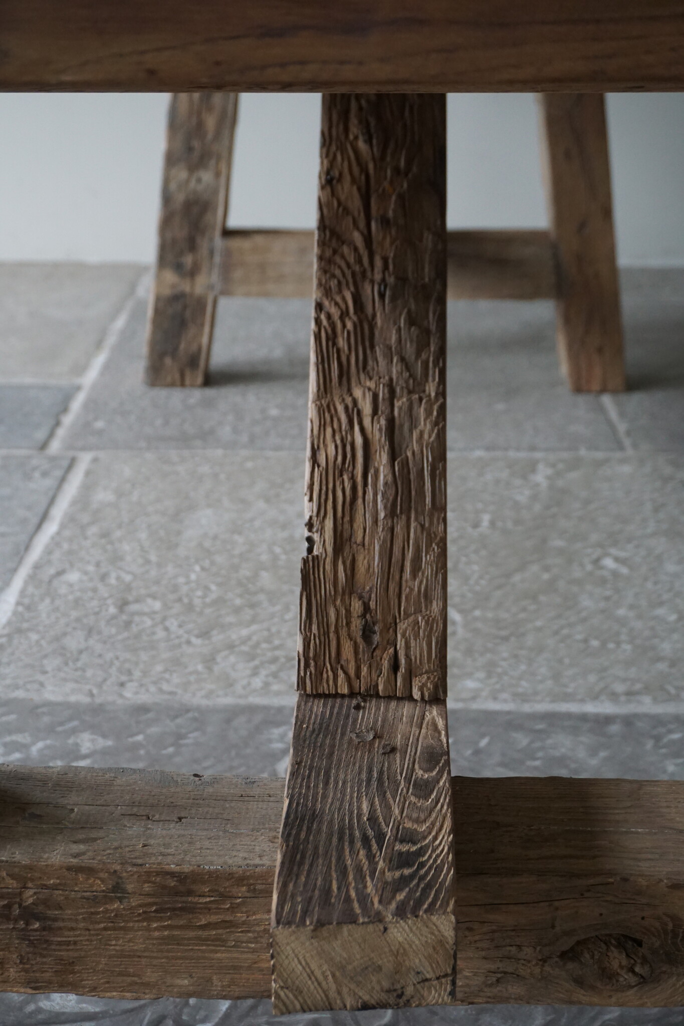 Oud Eikenhouten Tafel | L220 x B100 x H79 cm | Massief Wagonhout ...