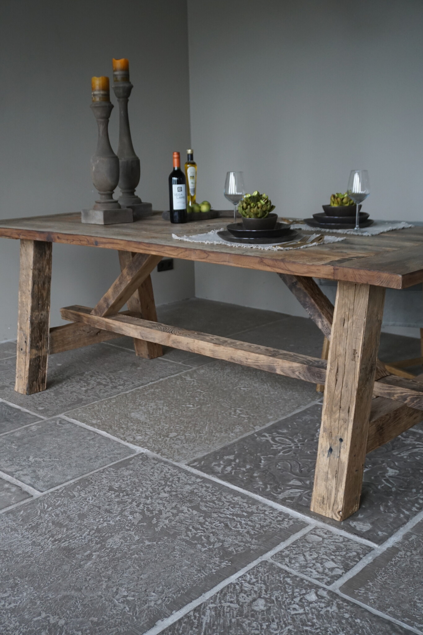 Oud Eikenhouten Tafel | L220 x B100 x H79 cm | Massief Wagonhout ...