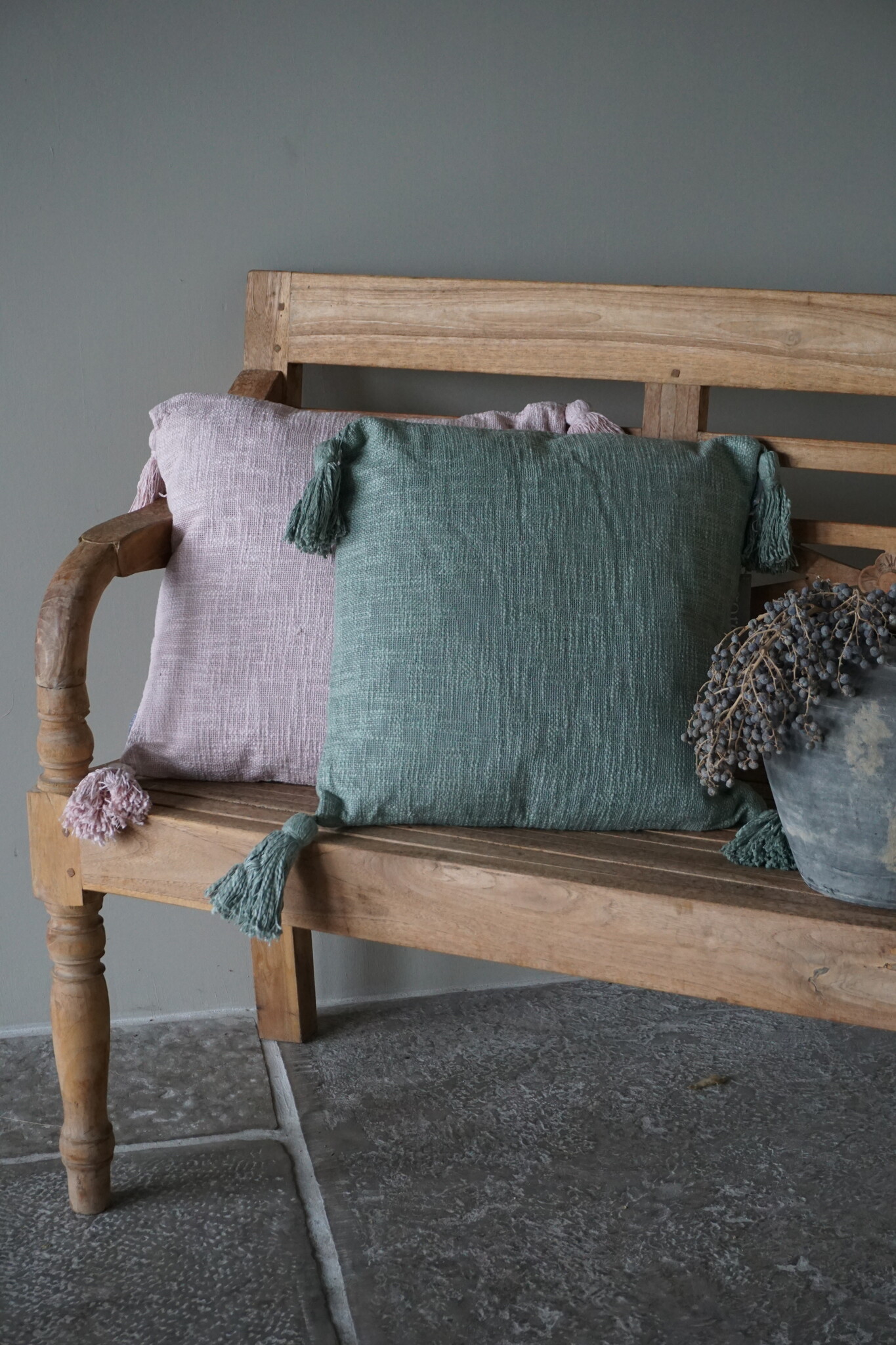 Kussen + Binnen kussen Slub Olijfgroen 45x45 Cm | GoRound Interior ...