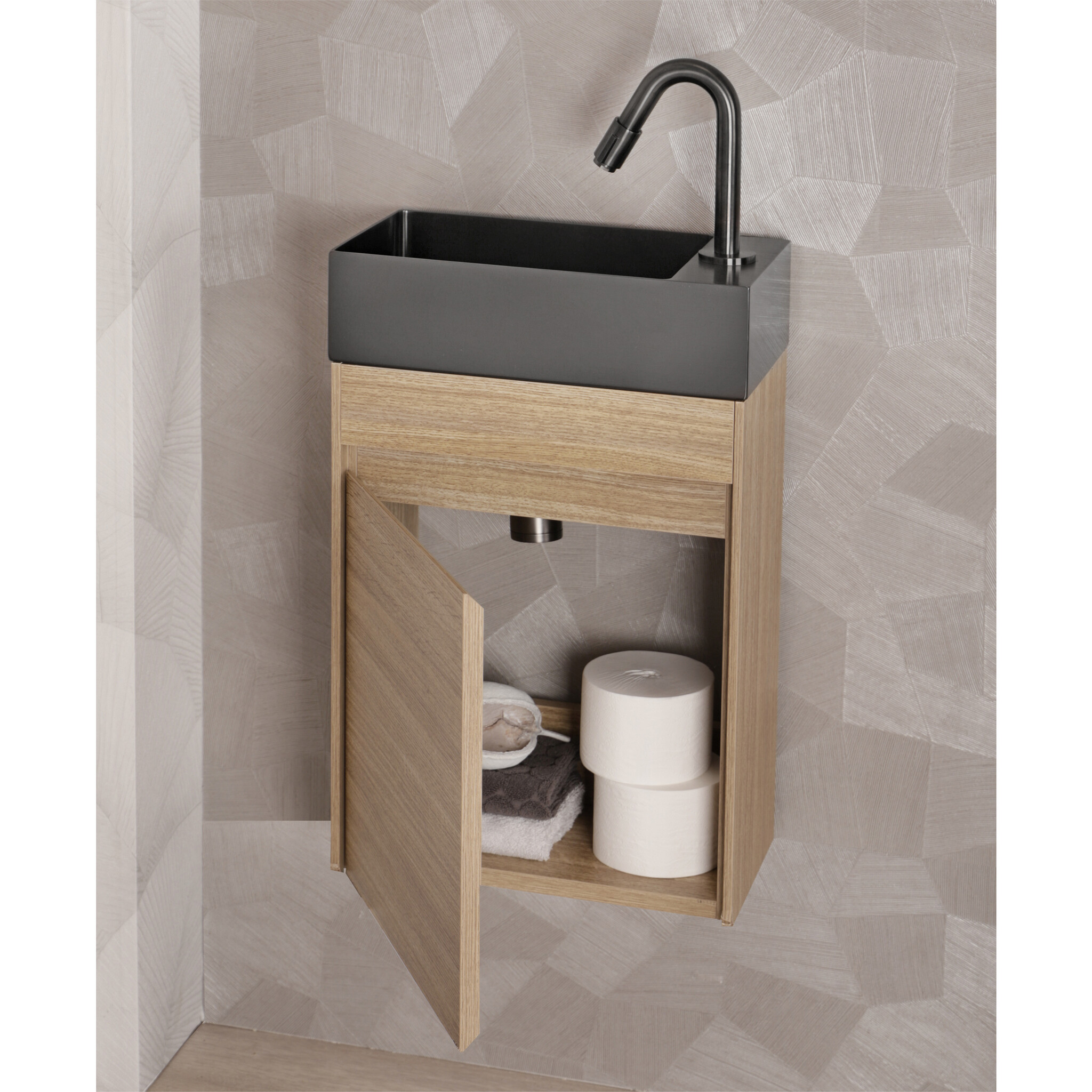 Fonteinkast Differenz Hura L Links/Rechts 40 cm Eiken - Rene Houtman