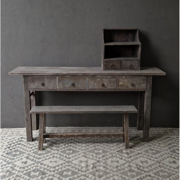 Wandtafel Arend | Hout | 4 Laden | H85 x B180 x D45 cm | Antique Grey ...