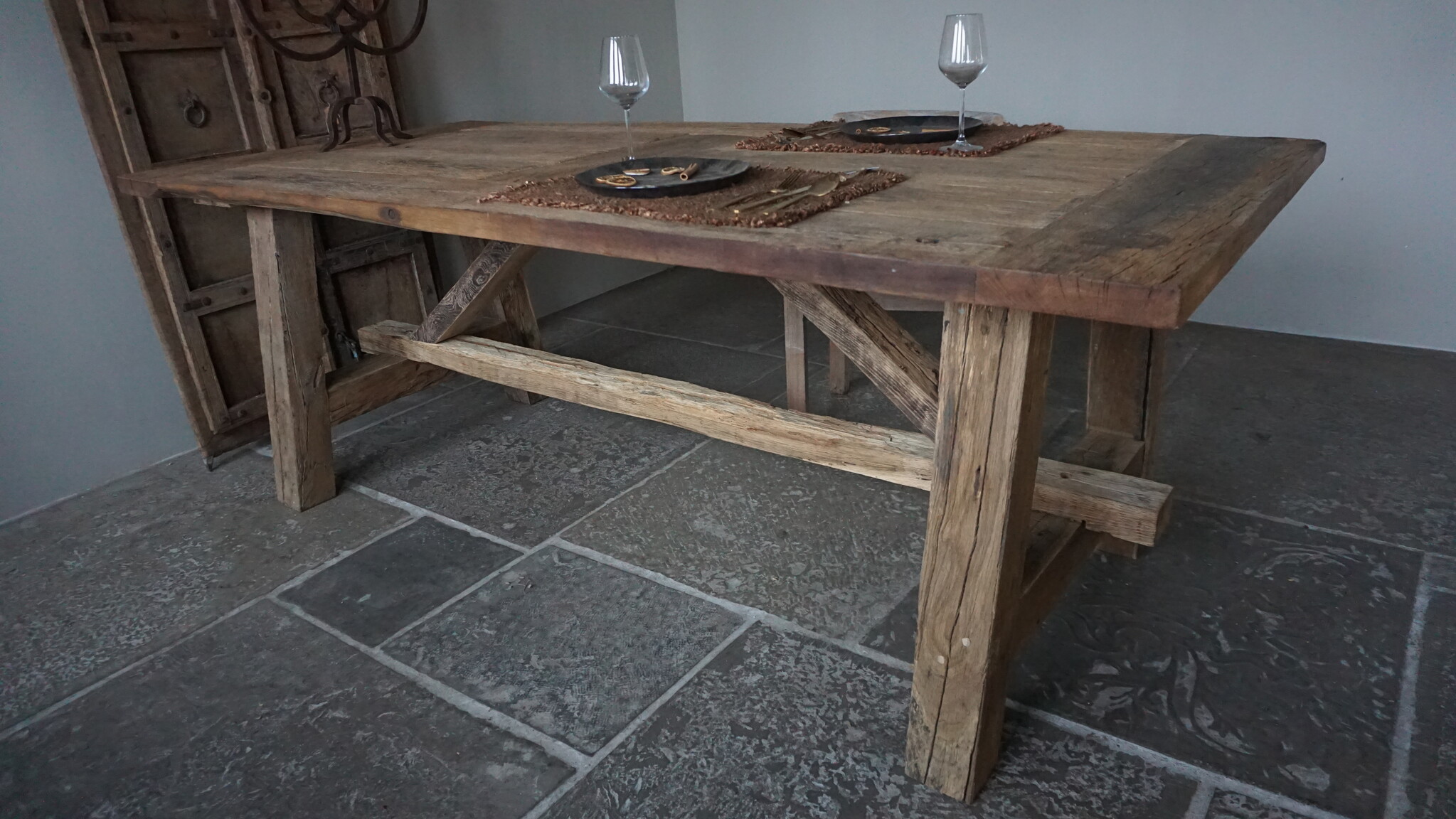 Eetkamertafel Teun | Oud Eikenhout | B220 x D100 cm | Rene Houtman ...