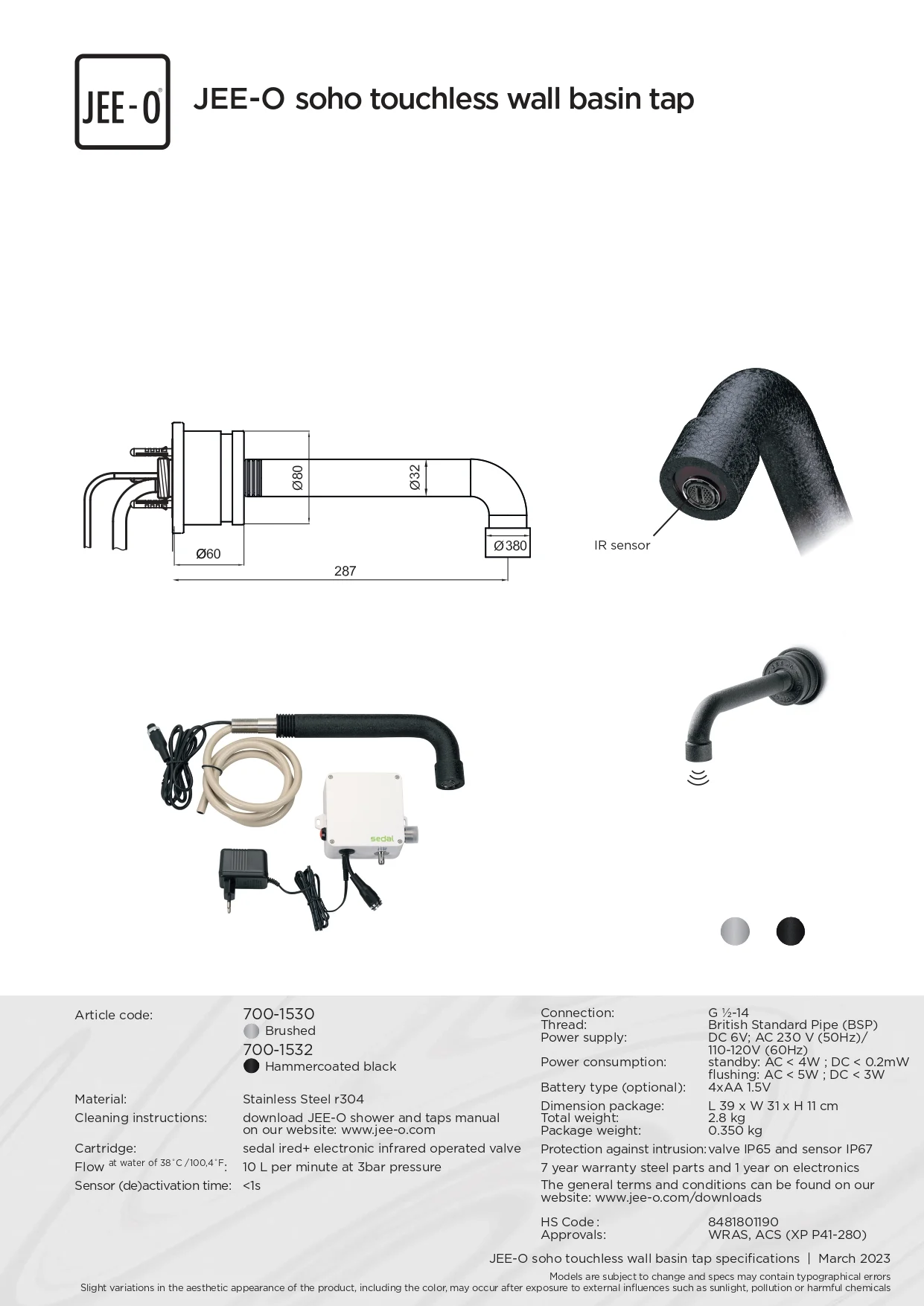 Soho Wand Sensor Kraan | Meerdere Kleuren | Rene Houtman Interieurs ...