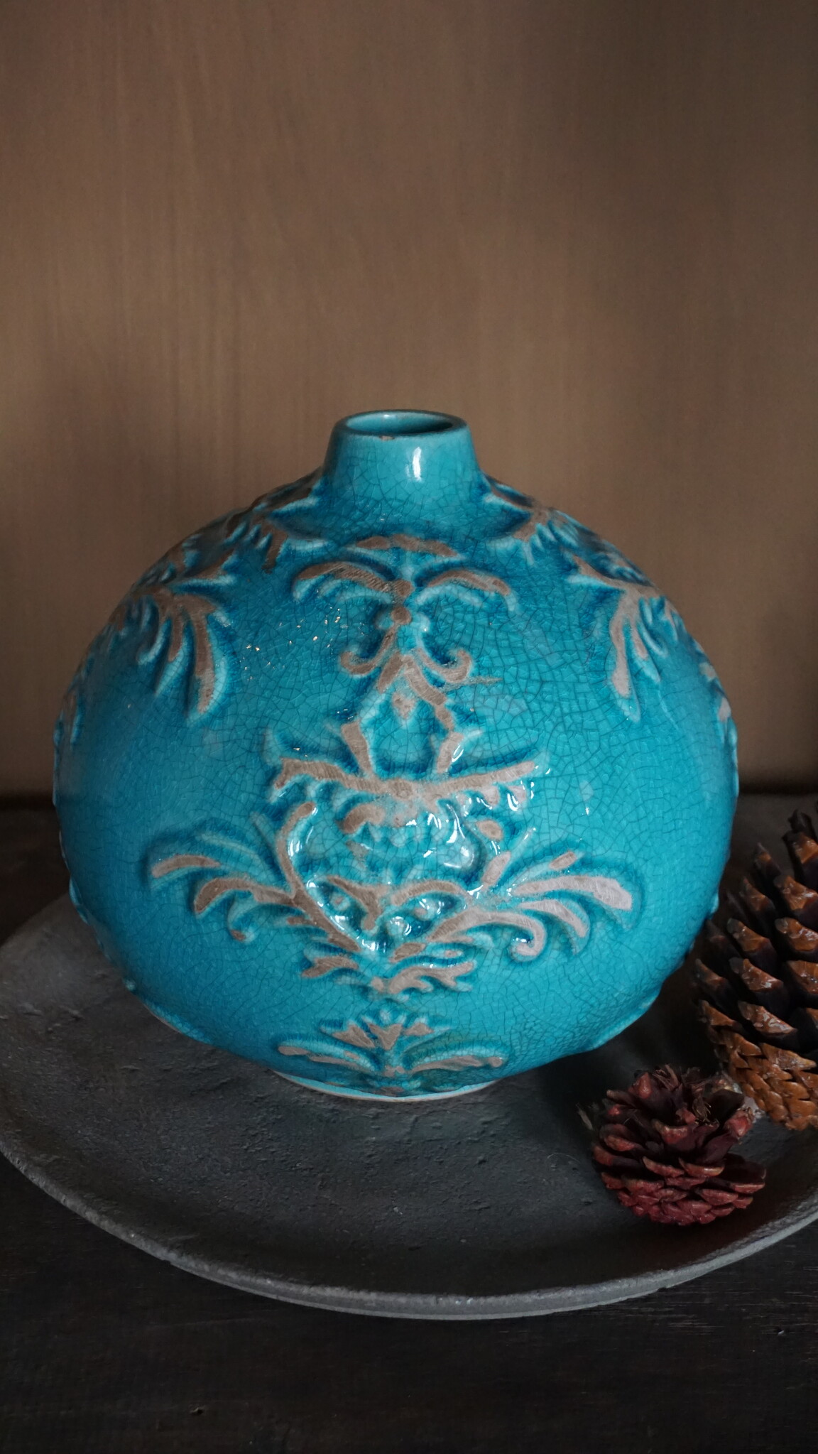 Blauwe Vaas | Steen | H20 x D20 cm | Rene Houtman Interieurs - Rene Houtman